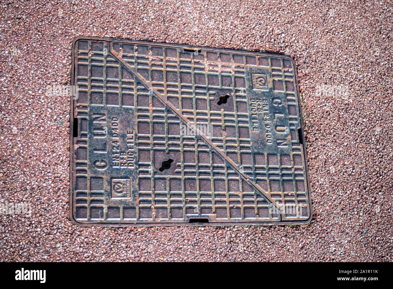Manhole access cover in Southend on Sea, Essex, UK. Clun EN124 Load ...
