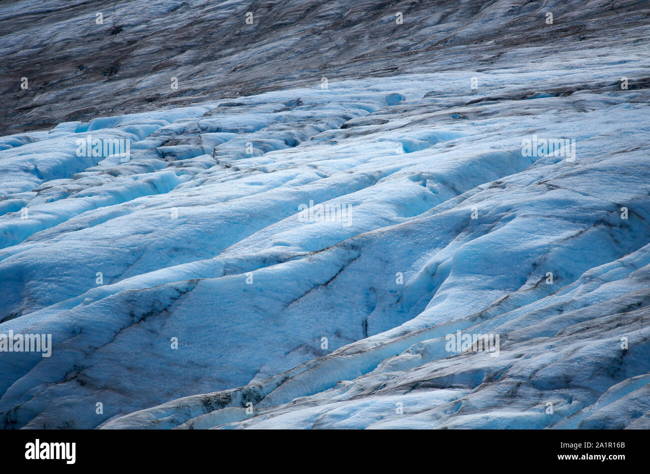 Blue and grey ice of the Exit Glacier photographed from the Harding ...