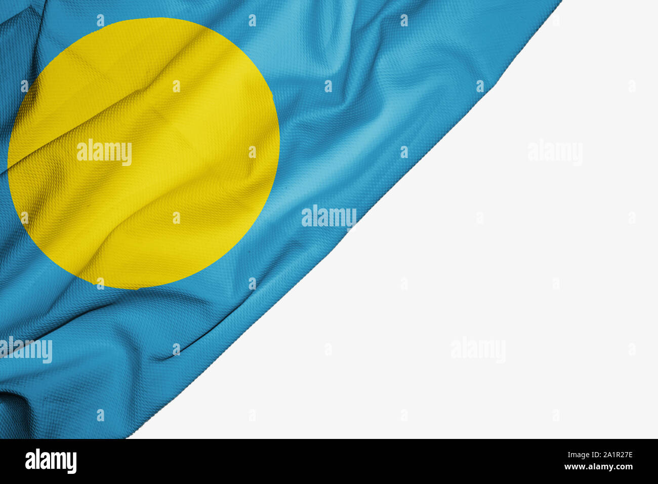Palau flag of fabric with copyspace for your text on white background Stock Photo - Alamy