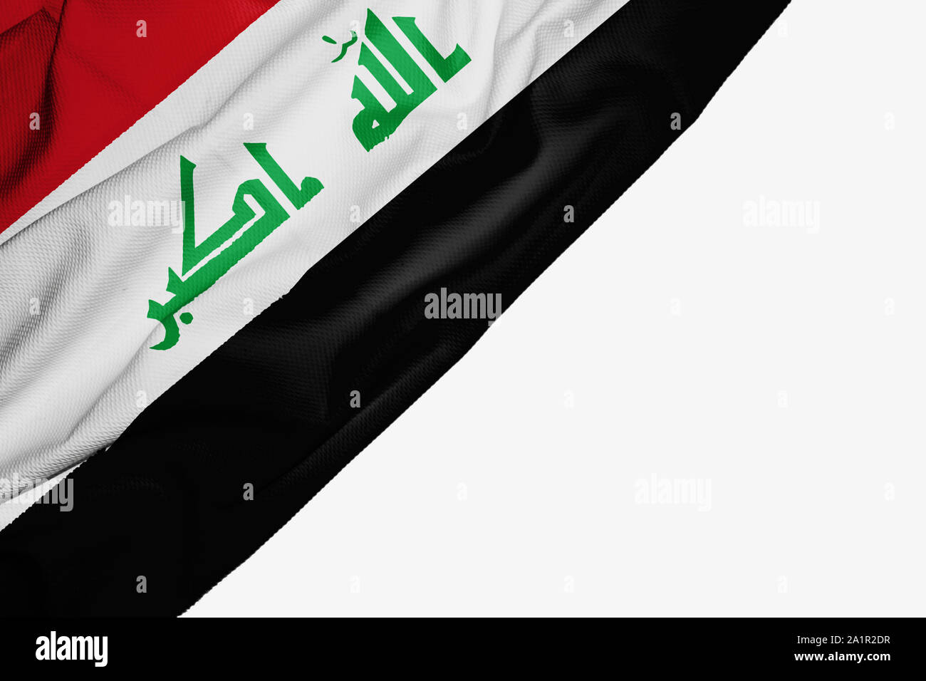 Iraq flag of fabric with copyspace for your text on white background ...