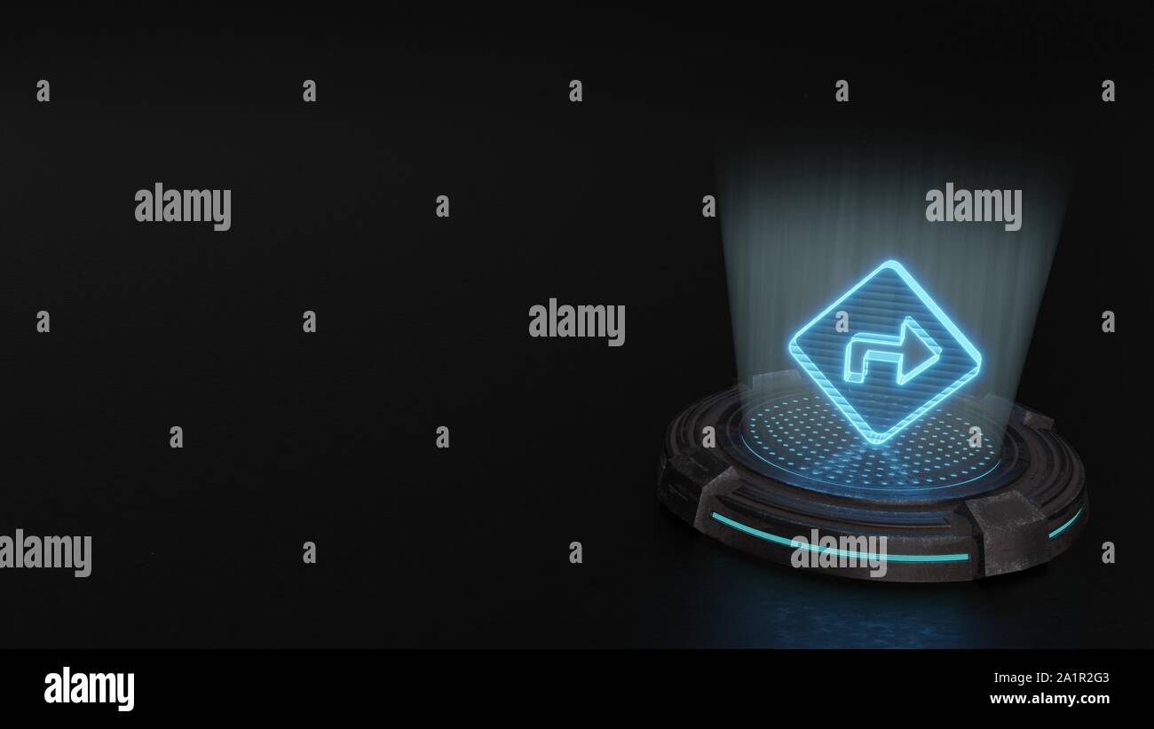 blue stripes digital laser 3d hologram symbol of lozenge traffic sign ...