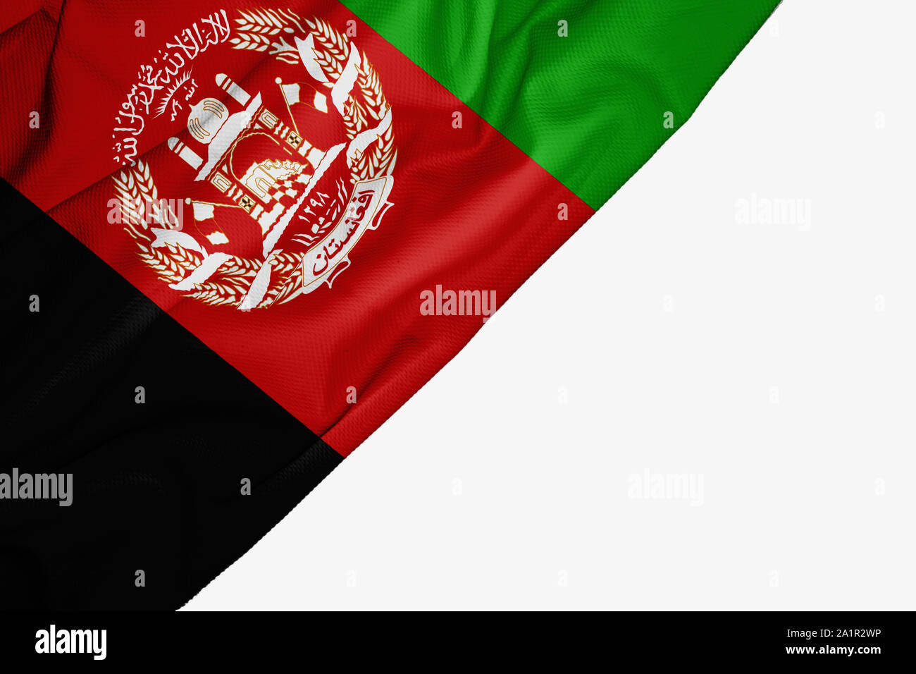Afghanistan flag of fabric with copyspace for your text on white ...