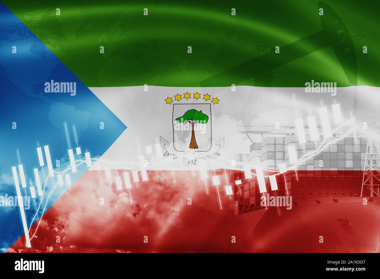 Equatorial Guinea flag, stock market, exchange economy and Trade, oil ...