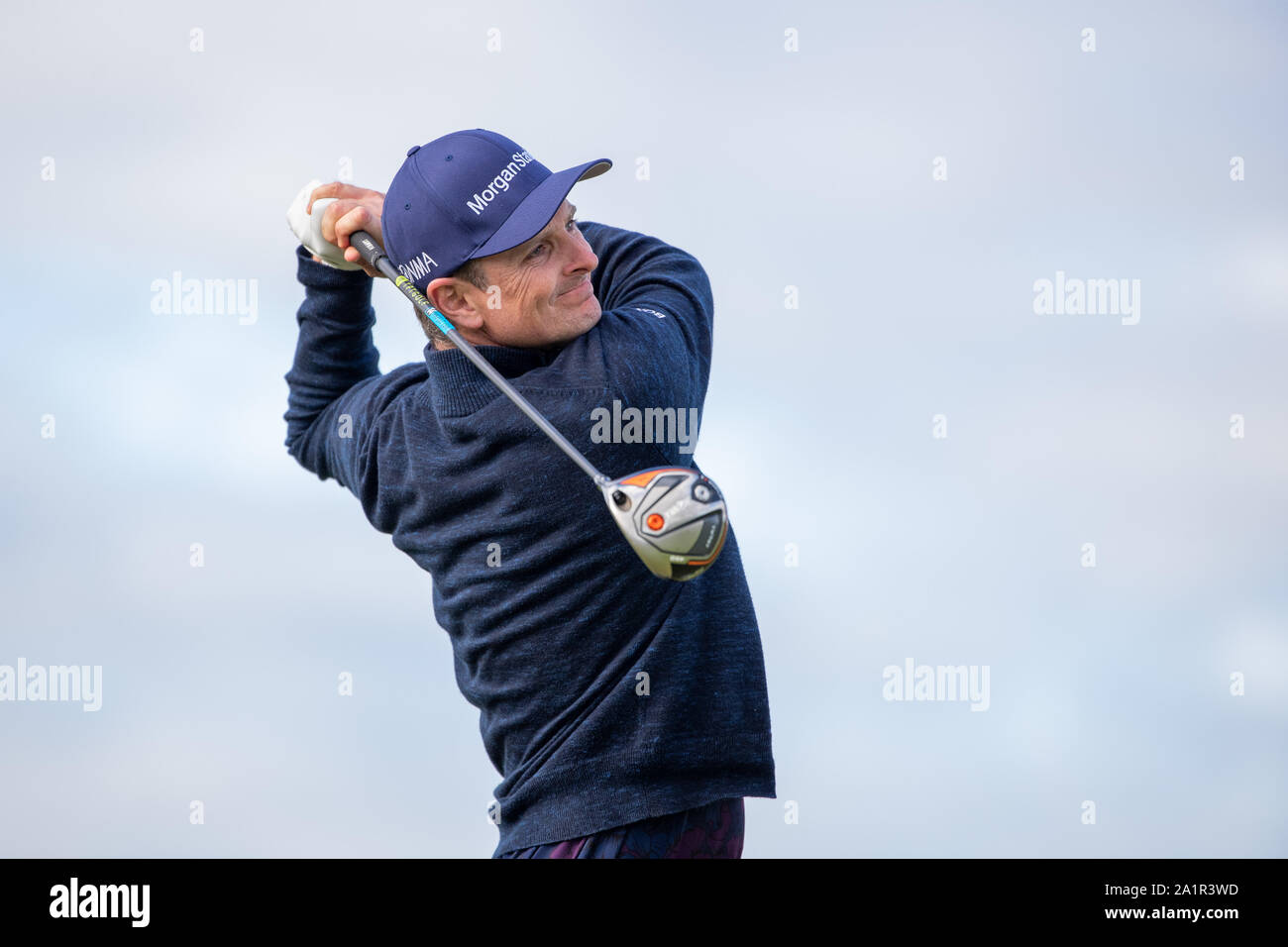 Justin Rose tees off at the 18th hole during day three of the Alfred ...