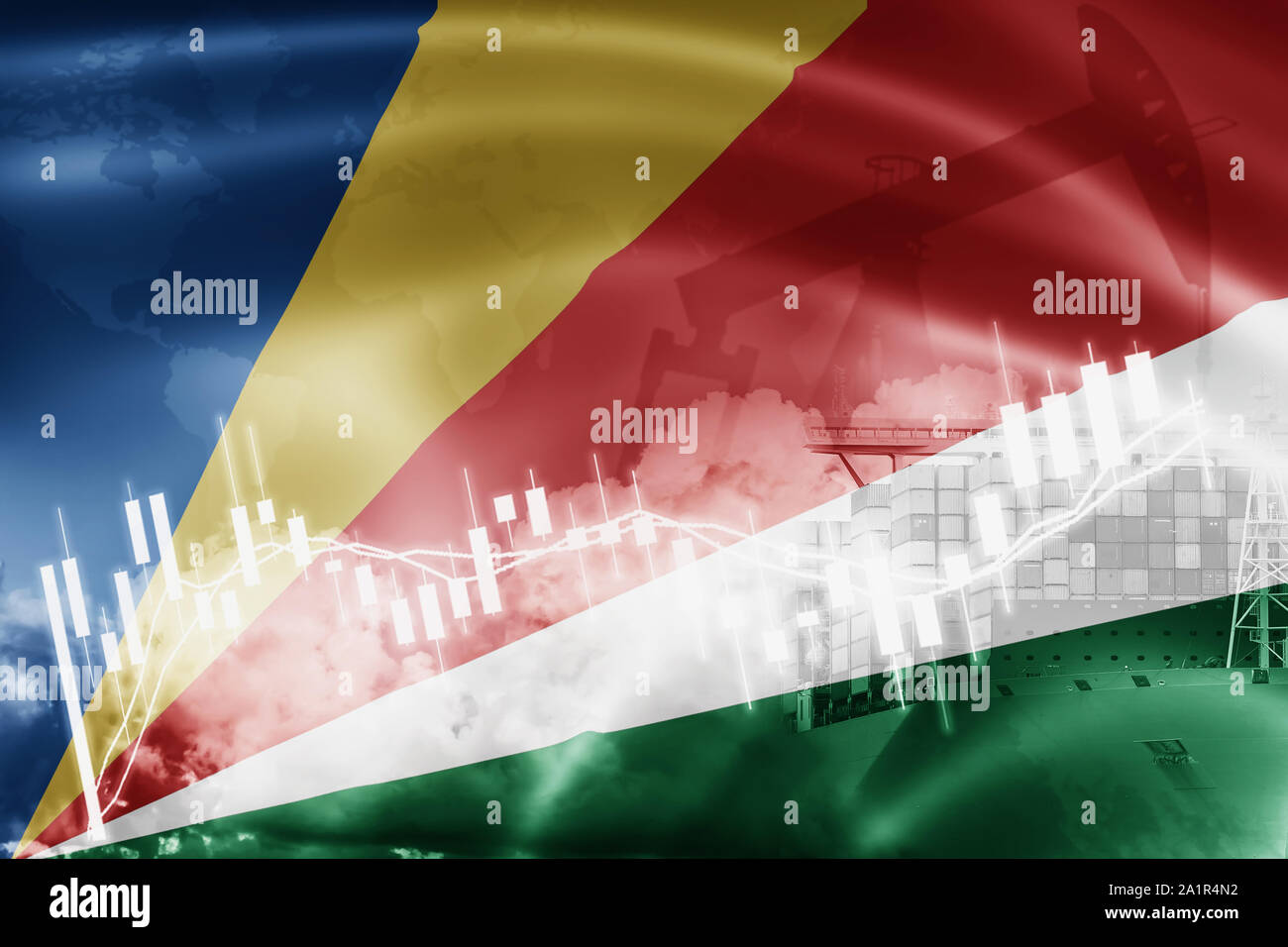 Seychelles flag, stock market, exchange economy and Trade, oil ...