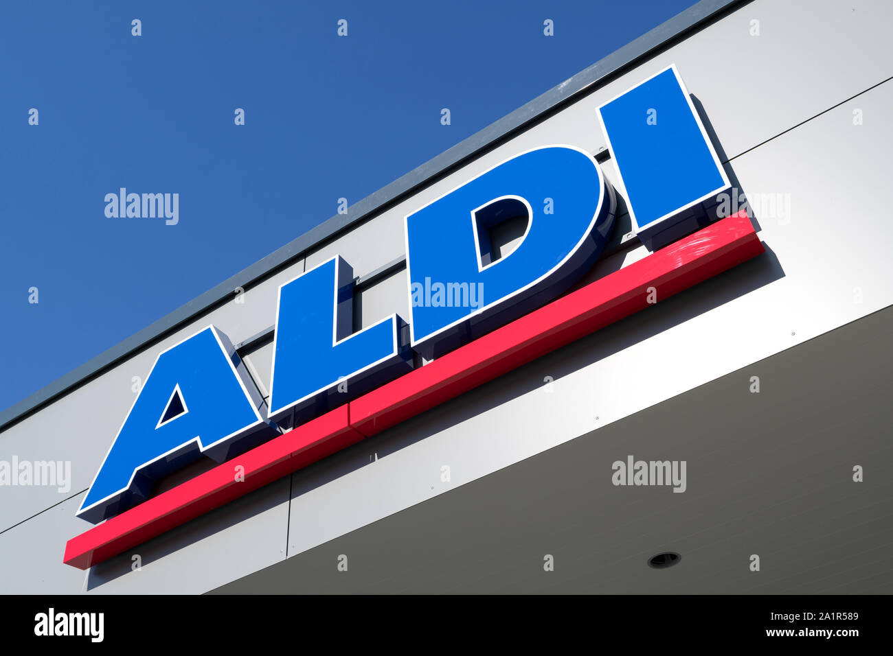 Aldi lettering (north division) at branch. Aldi is a leading global ...