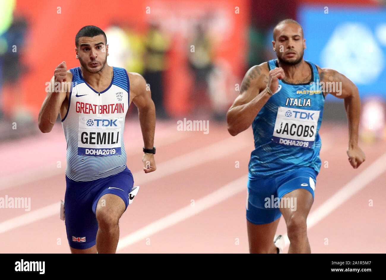 Great Britain's Adam Gemili (left) competes in the Men's 100m semi ...