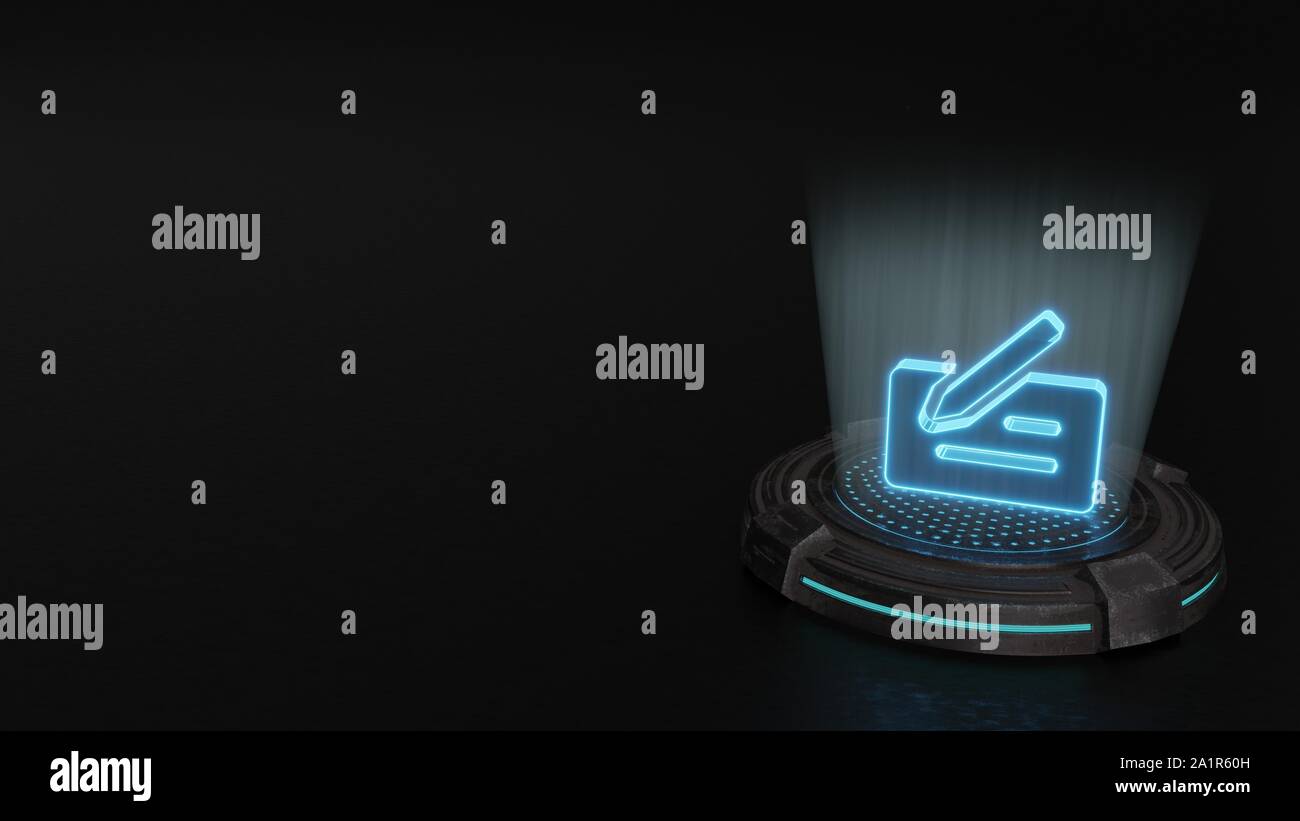 blue stripes digital laser 3d hologram symbol of bank cheque with pen ...