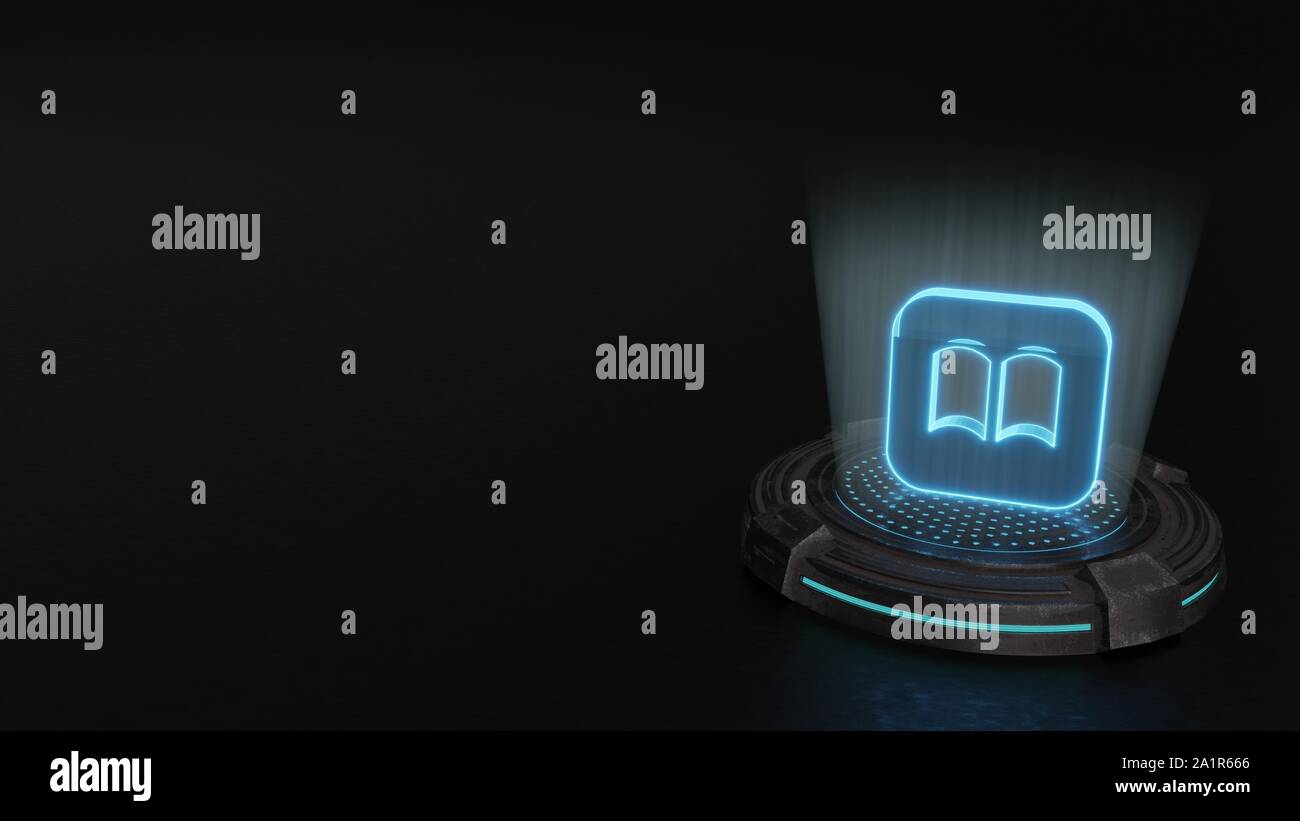 blue stripes digital laser 3d hologram symbol of book in rounded square ...