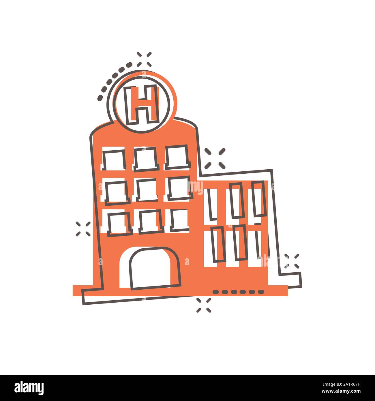 Hospital building icon in comic style. Infirmary vector cartoon ...