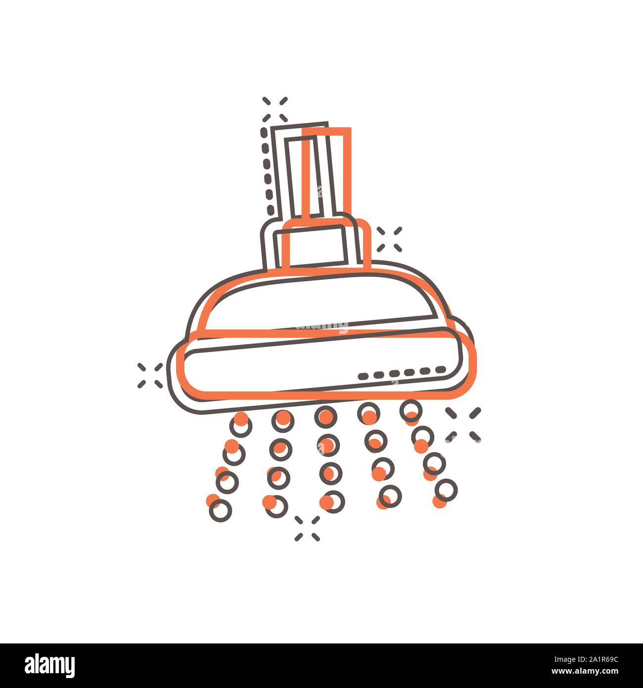 Shower sign icon in comic style. Bathroom water device vector cartoon ...