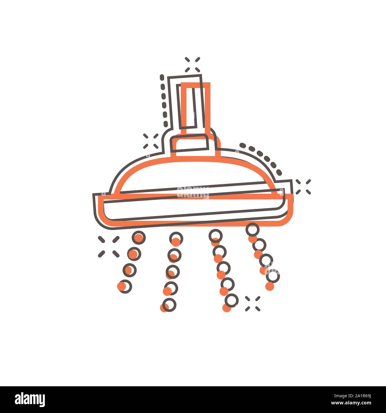 Shower sign icon in comic style. Bathroom water device vector cartoon ...