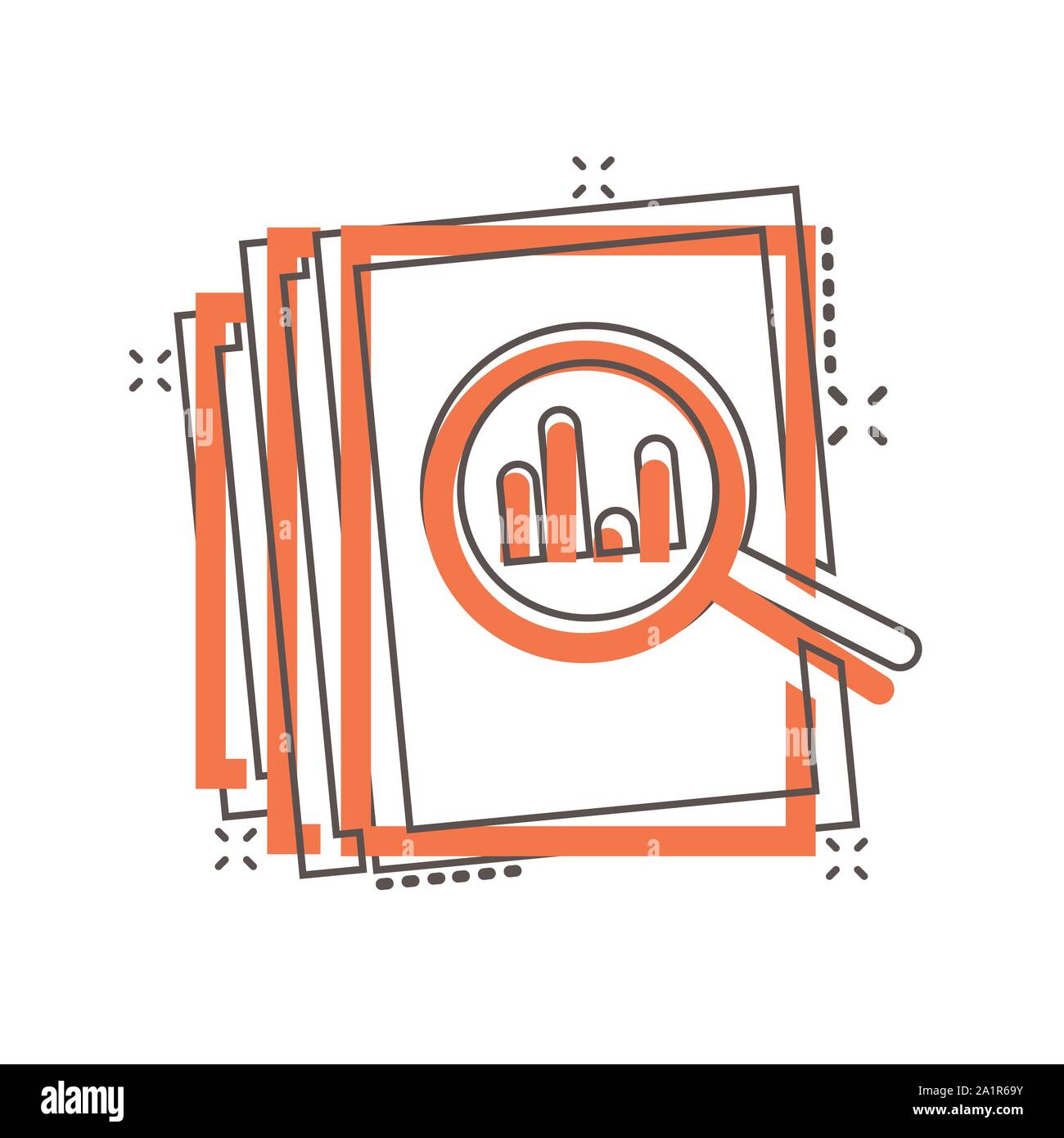 Audit document icon in comic style. Result report vector cartoon ...