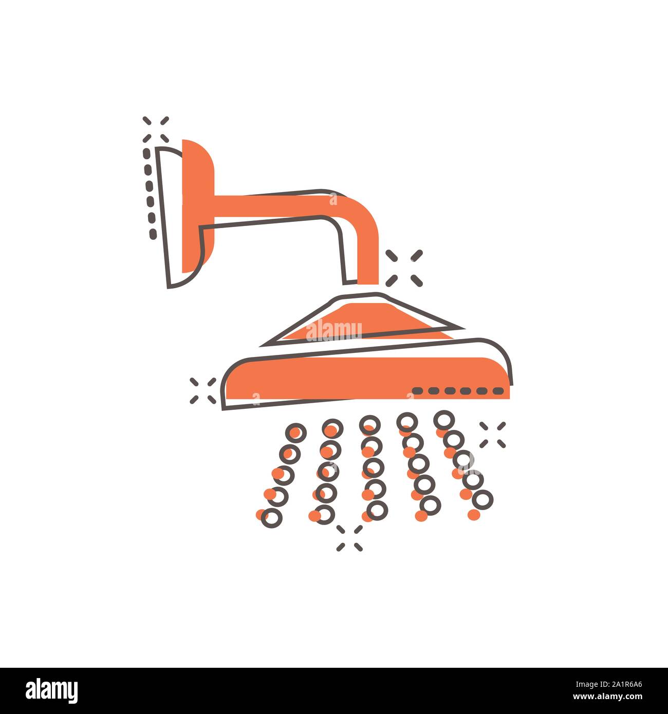 Shower sign icon in comic style. Bathroom water device vector cartoon ...