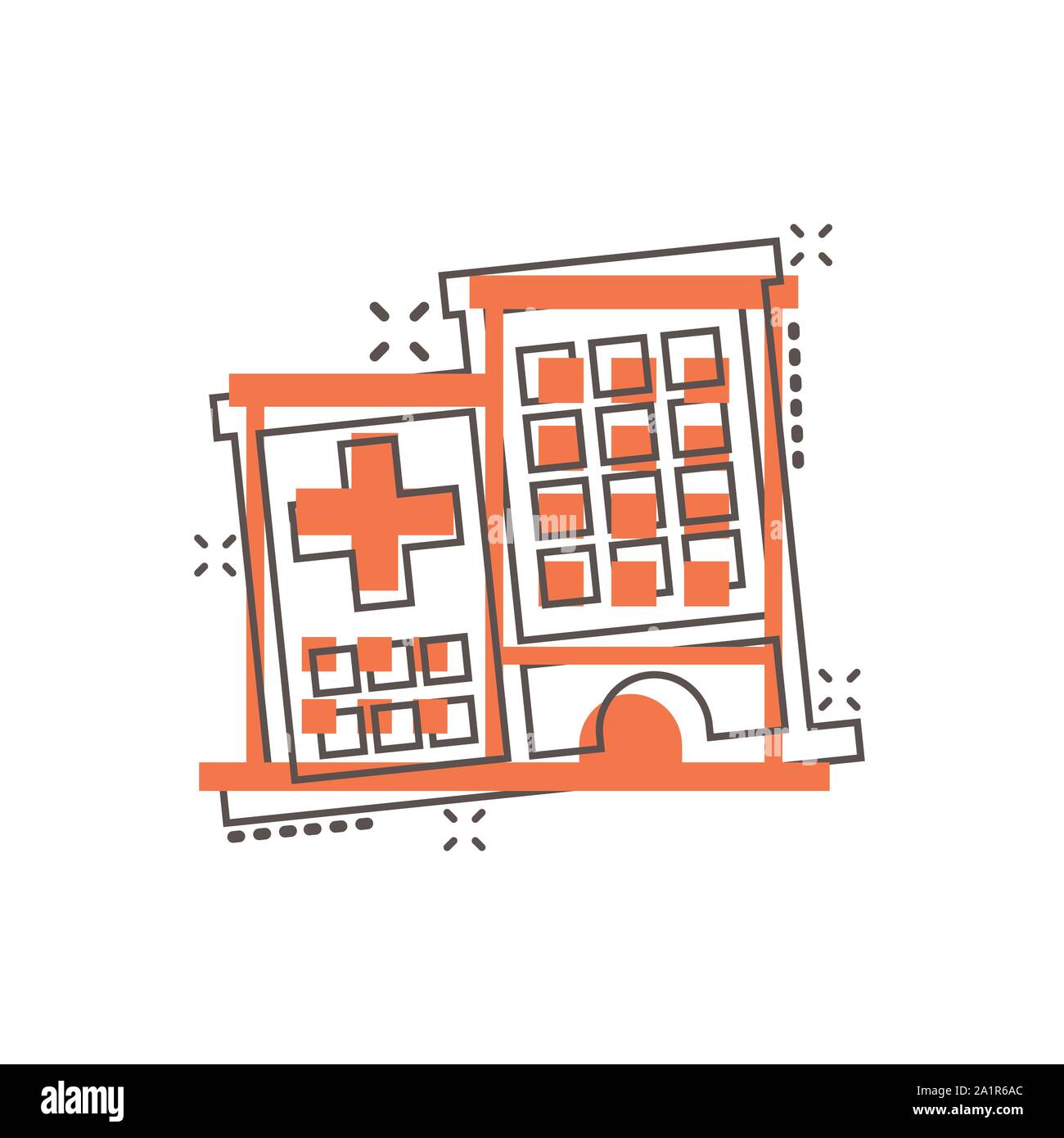 Hospital building icon in comic style. Infirmary vector cartoon ...
