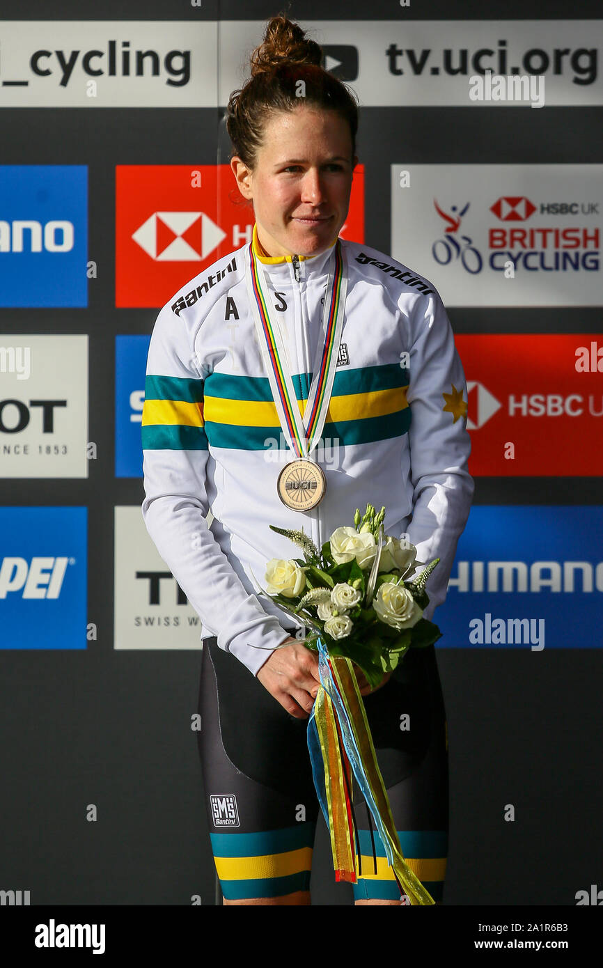Harrogate, UK. 28th Sep, 2019. Amanda Spratt of Australia takes Bronze ...