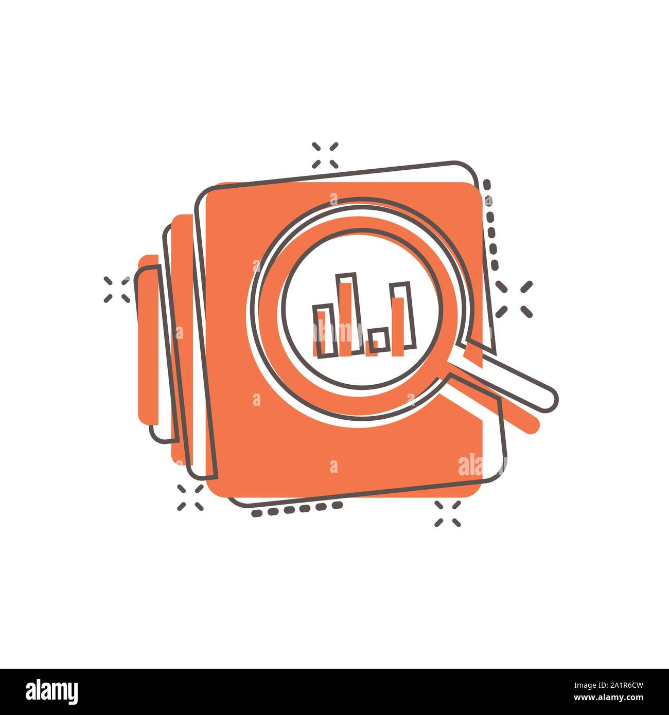 Audit document icon in comic style. Result report vector cartoon illustration on white isolated ...