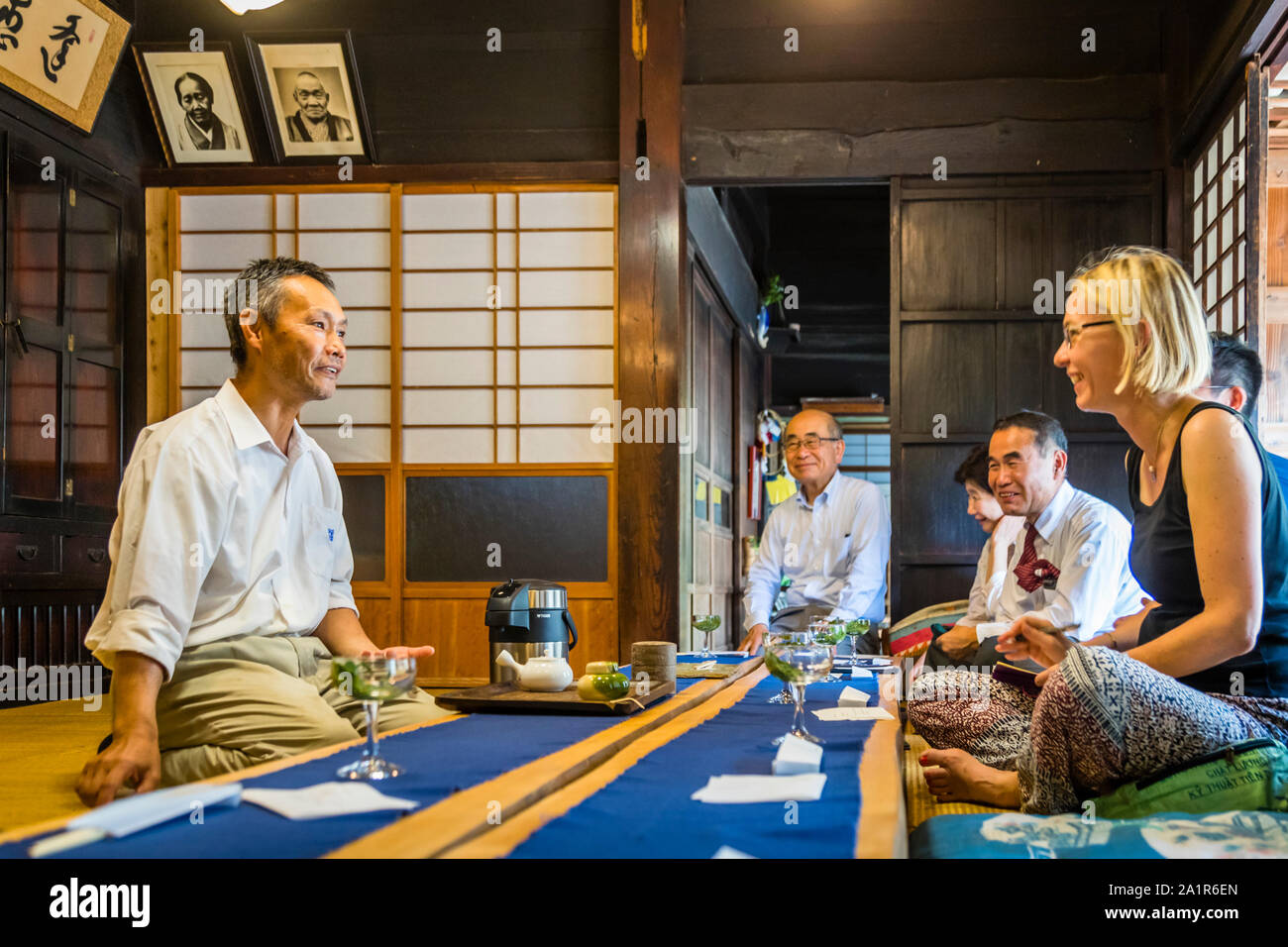 At the Sansuien tea farm in the green hills near Shizuoka City, Kiyomi ...