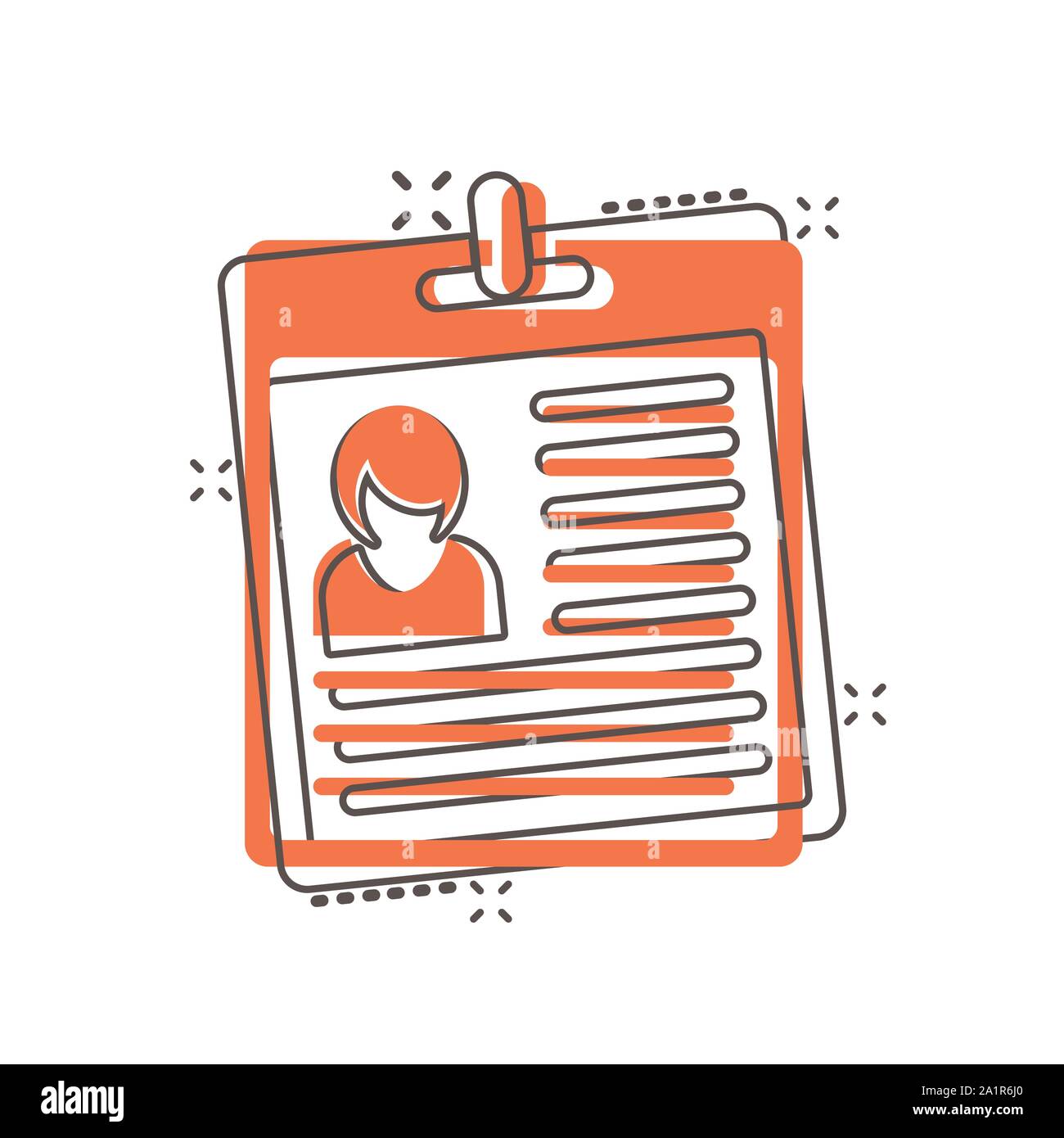 Id card icon in comic style. Identity tag vector cartoon illustration ...