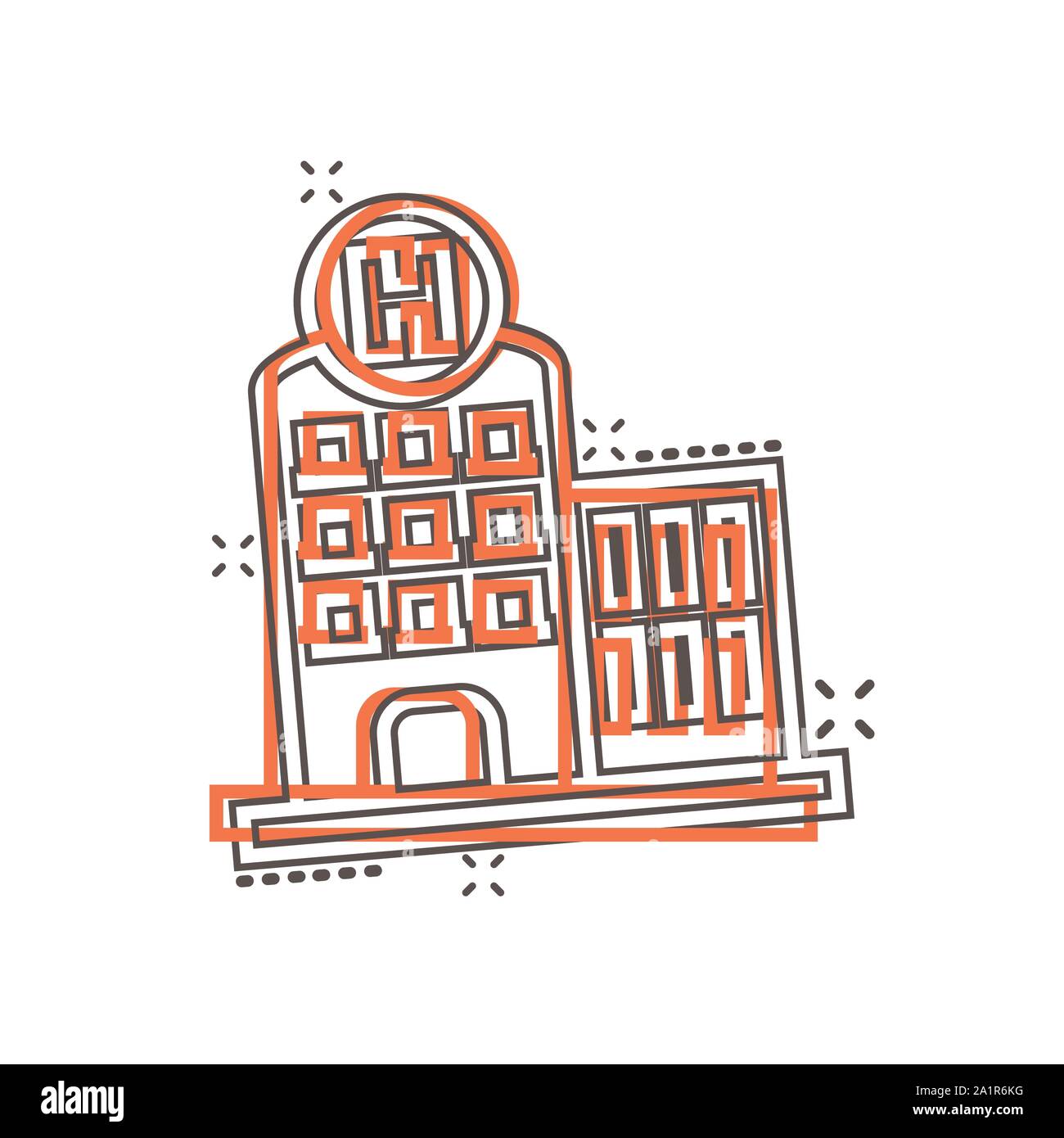 Hospital building icon in comic style. Infirmary vector cartoon ...