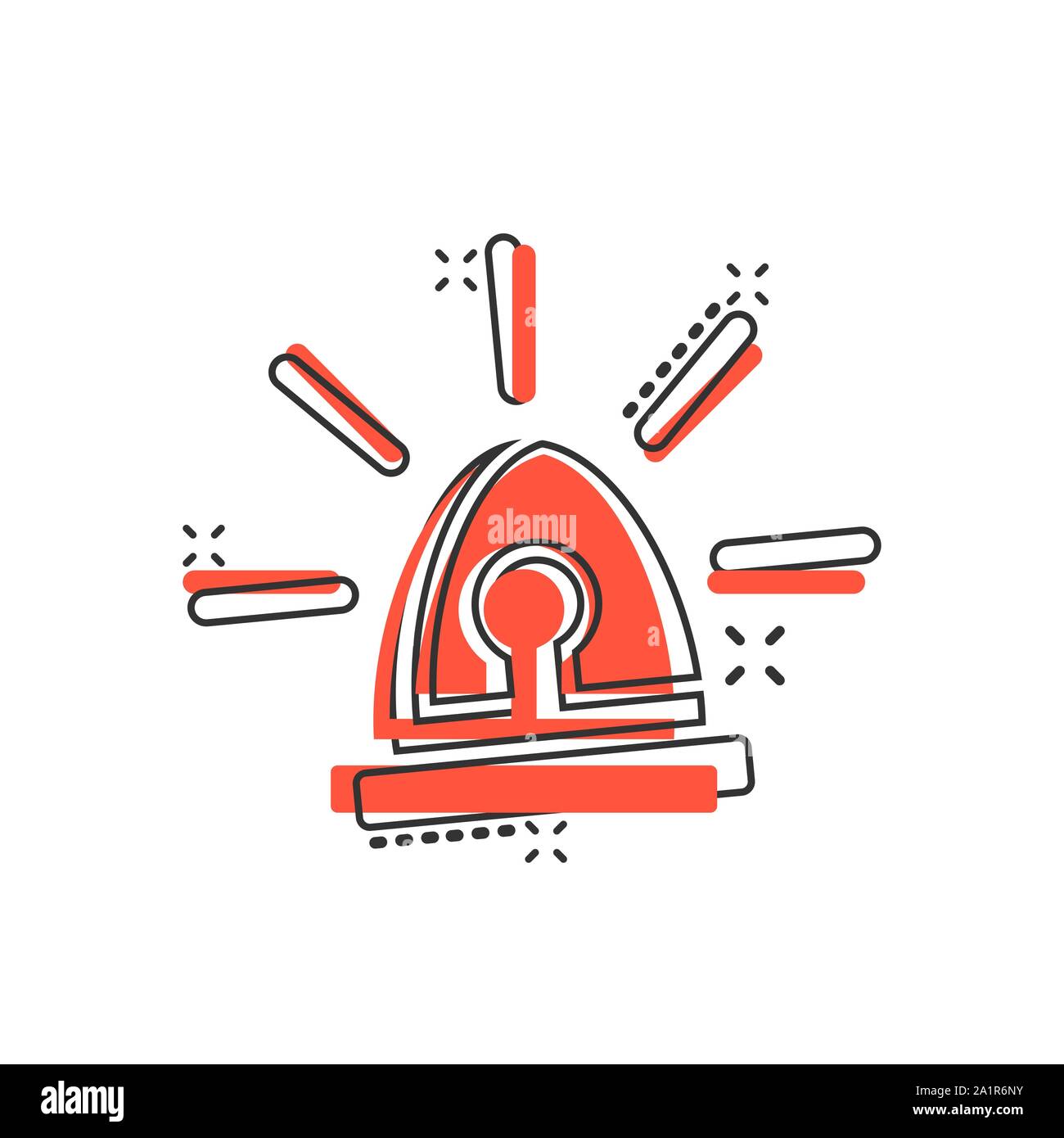 Emergency siren icon in comic style. Police alarm vector cartoon ...