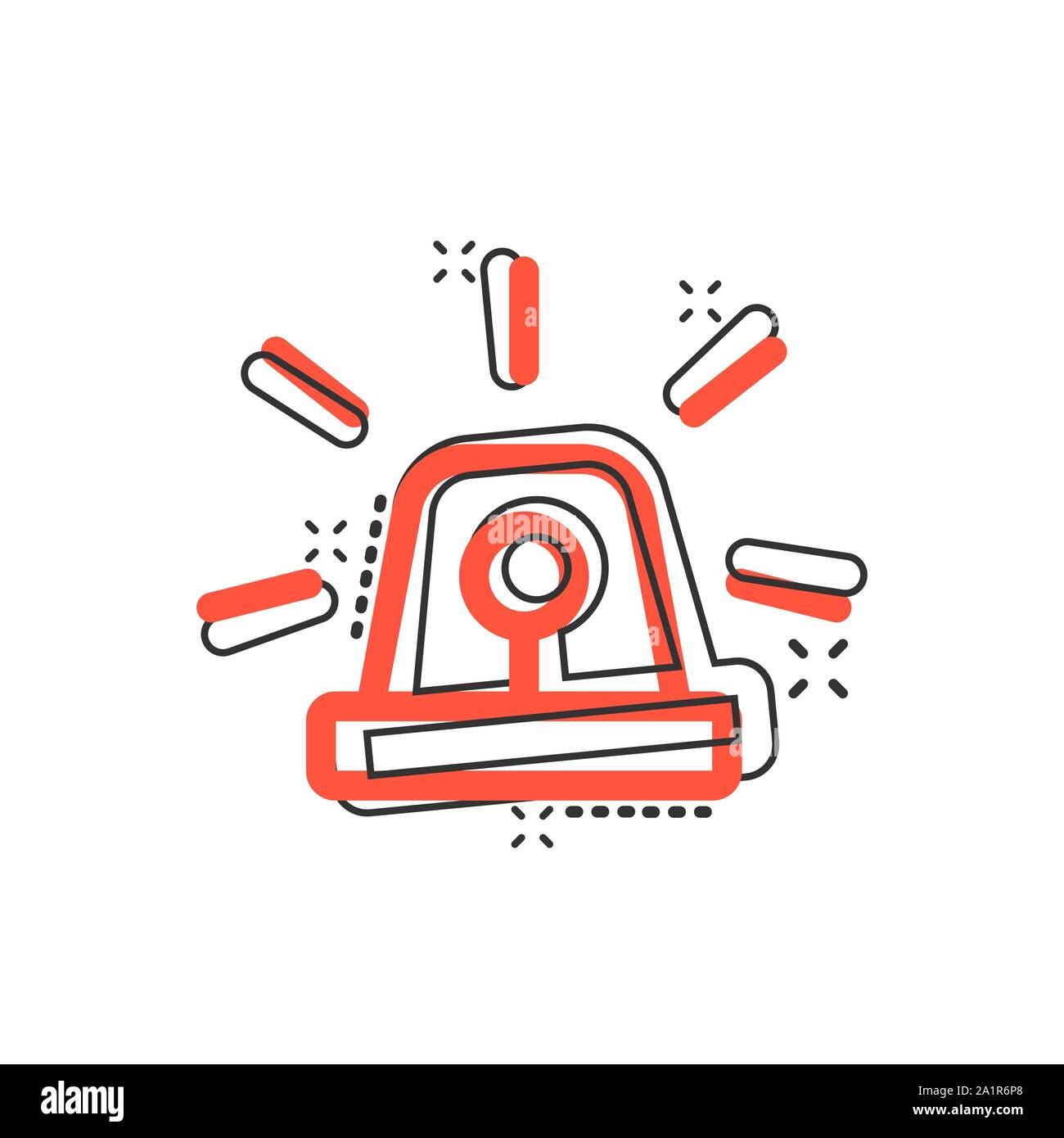 Emergency siren icon in comic style. Police alarm vector cartoon ...