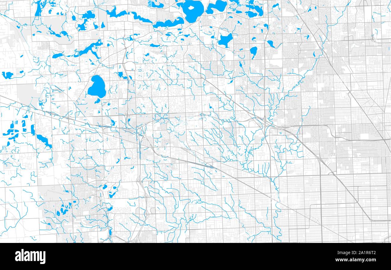Rich detailed vector area map of Farmington Hills, Michigan, USA. Map ...