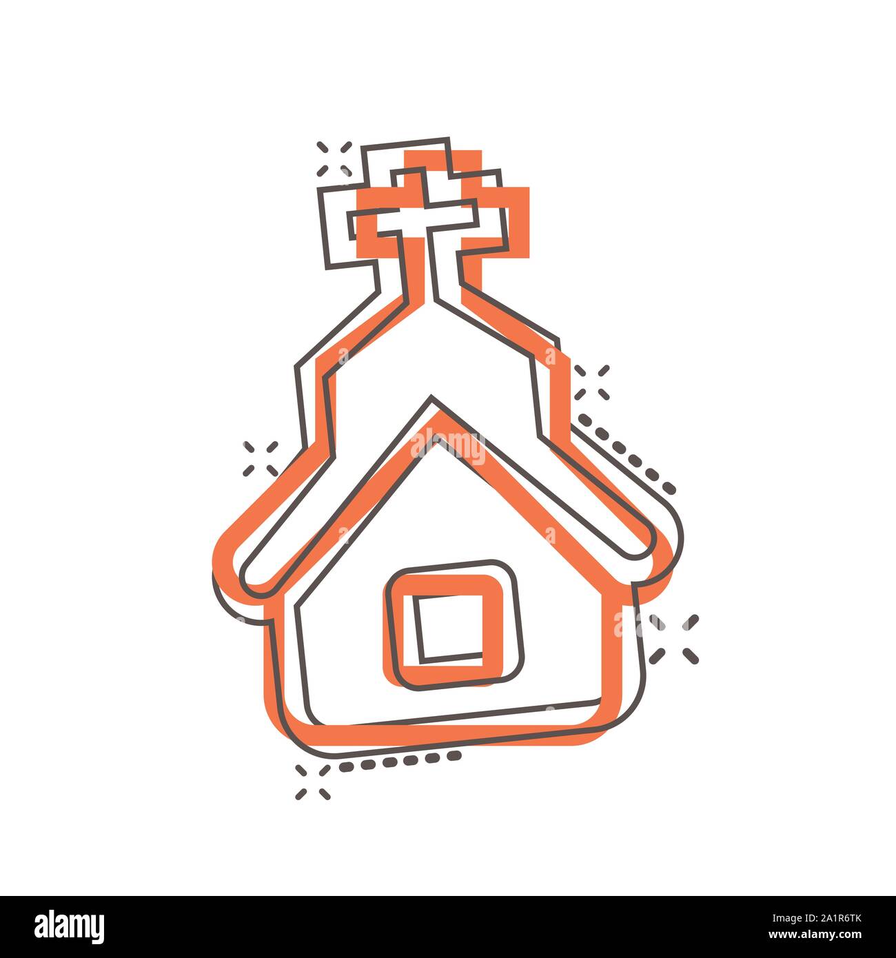 Church icon in comic style. Chapel vector cartoon illustration on white ...