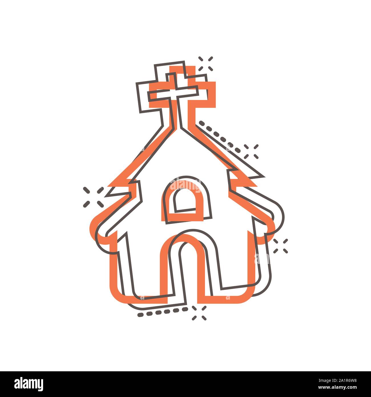 Church icon in comic style. Chapel vector cartoon illustration on white ...