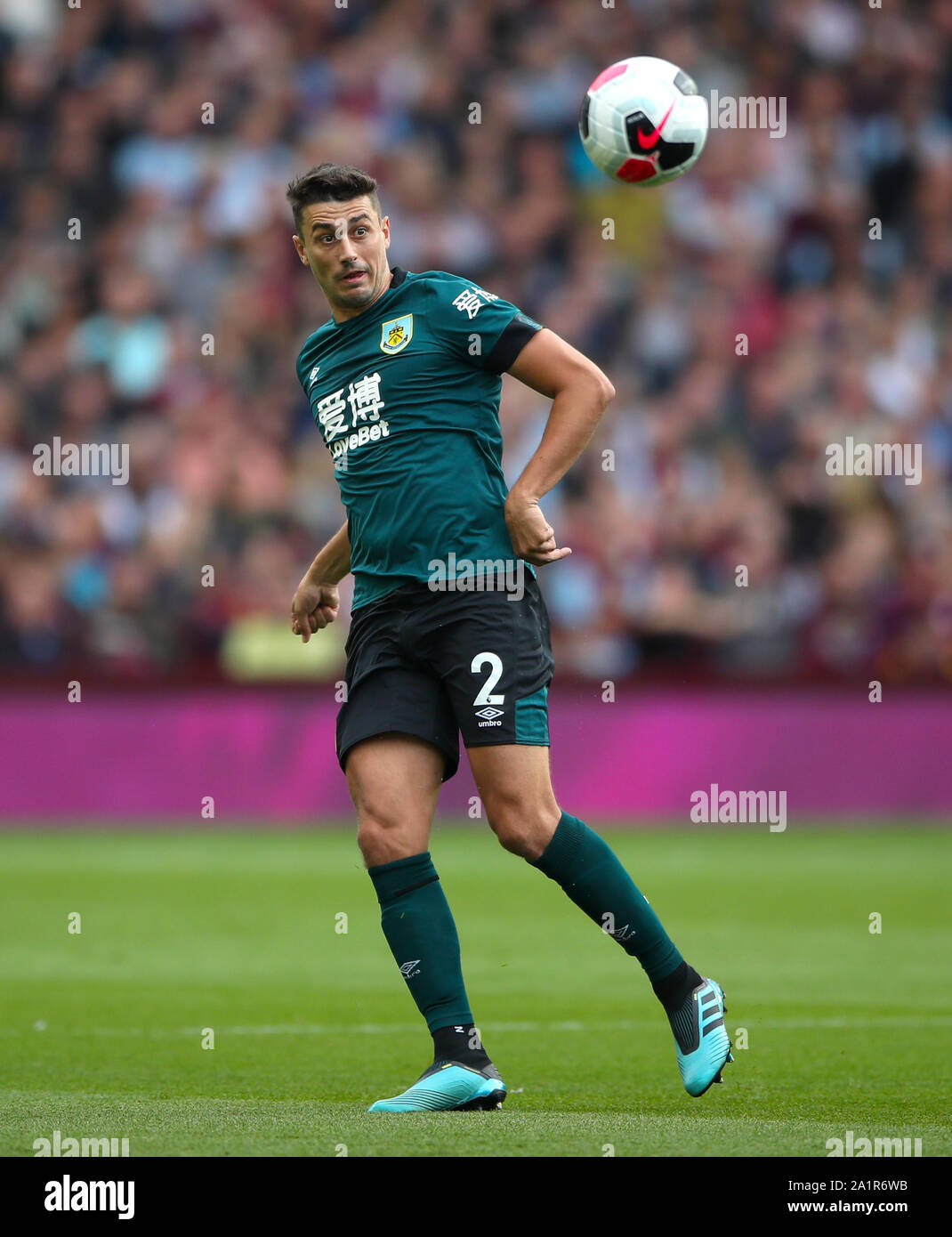 Burnley's Matthew Lowton during the Premier League match at Villa Park ...