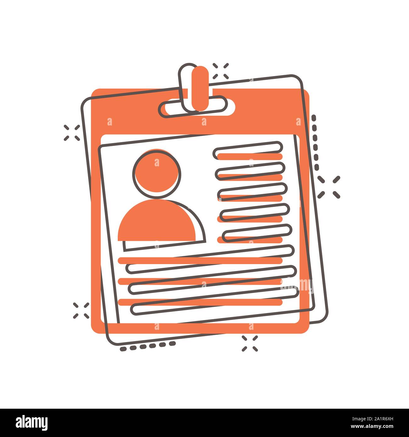 Id card icon in comic style. Identity tag vector cartoon illustration ...