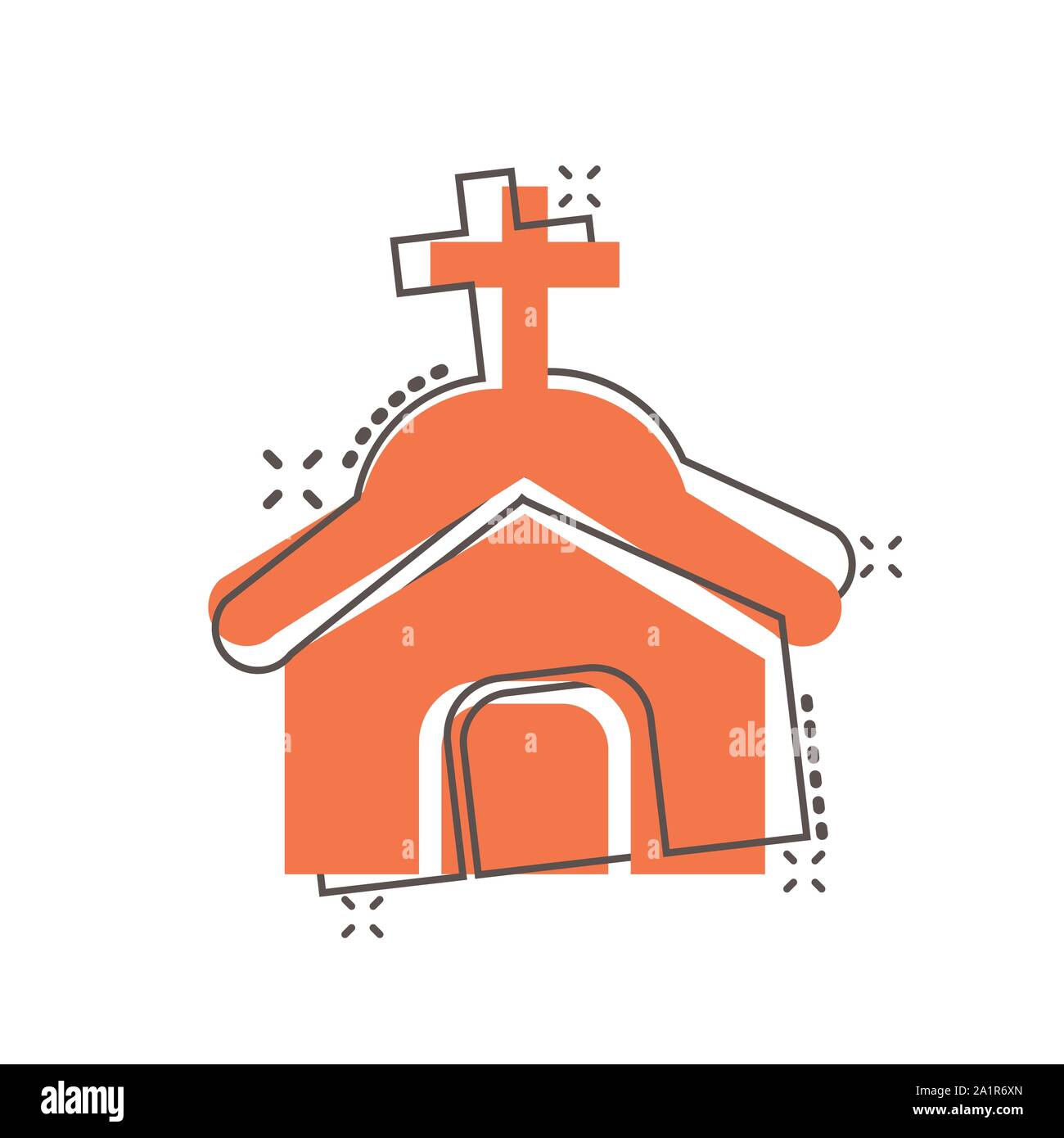 Church icon in comic style. Chapel vector cartoon illustration on white ...