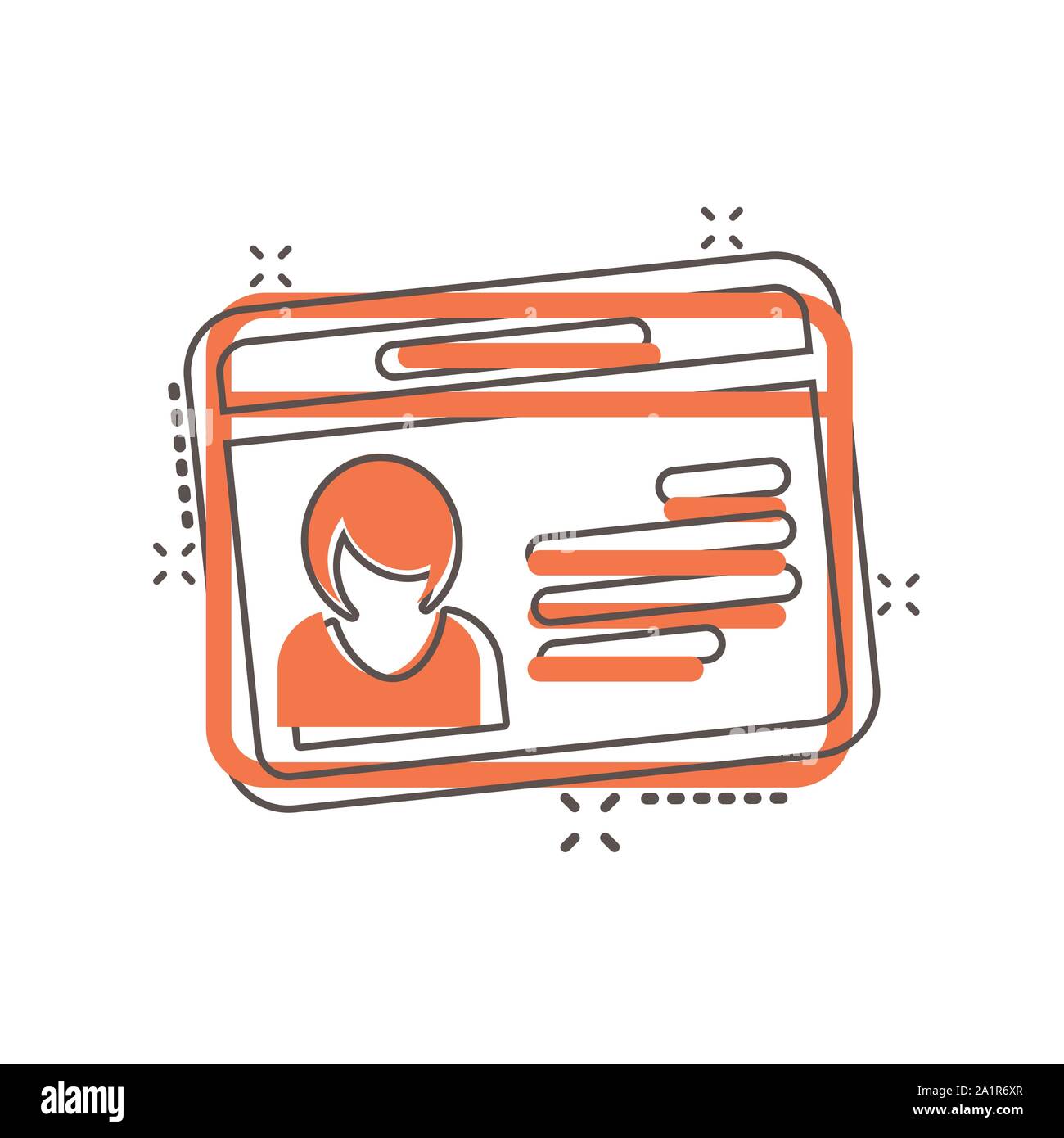 Id card icon in comic style. Identity tag vector cartoon illustration ...