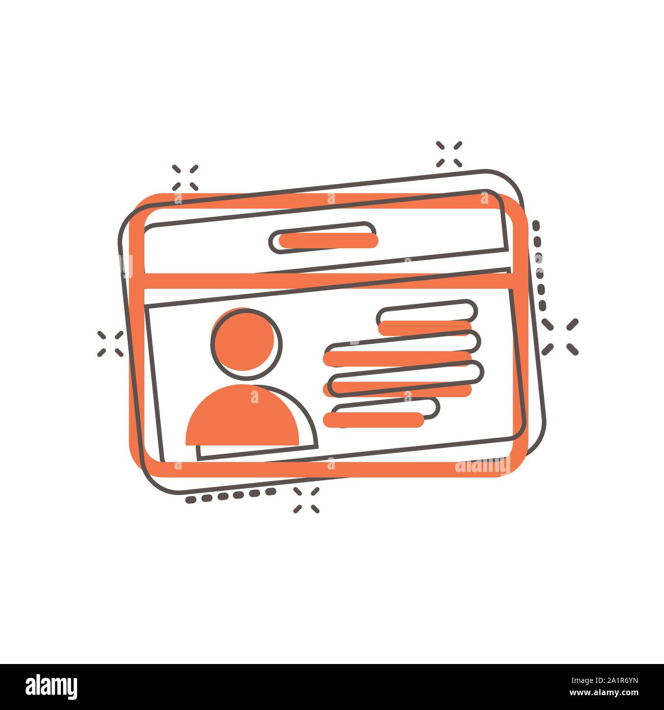 Id card icon in comic style. Identity tag vector cartoon illustration ...