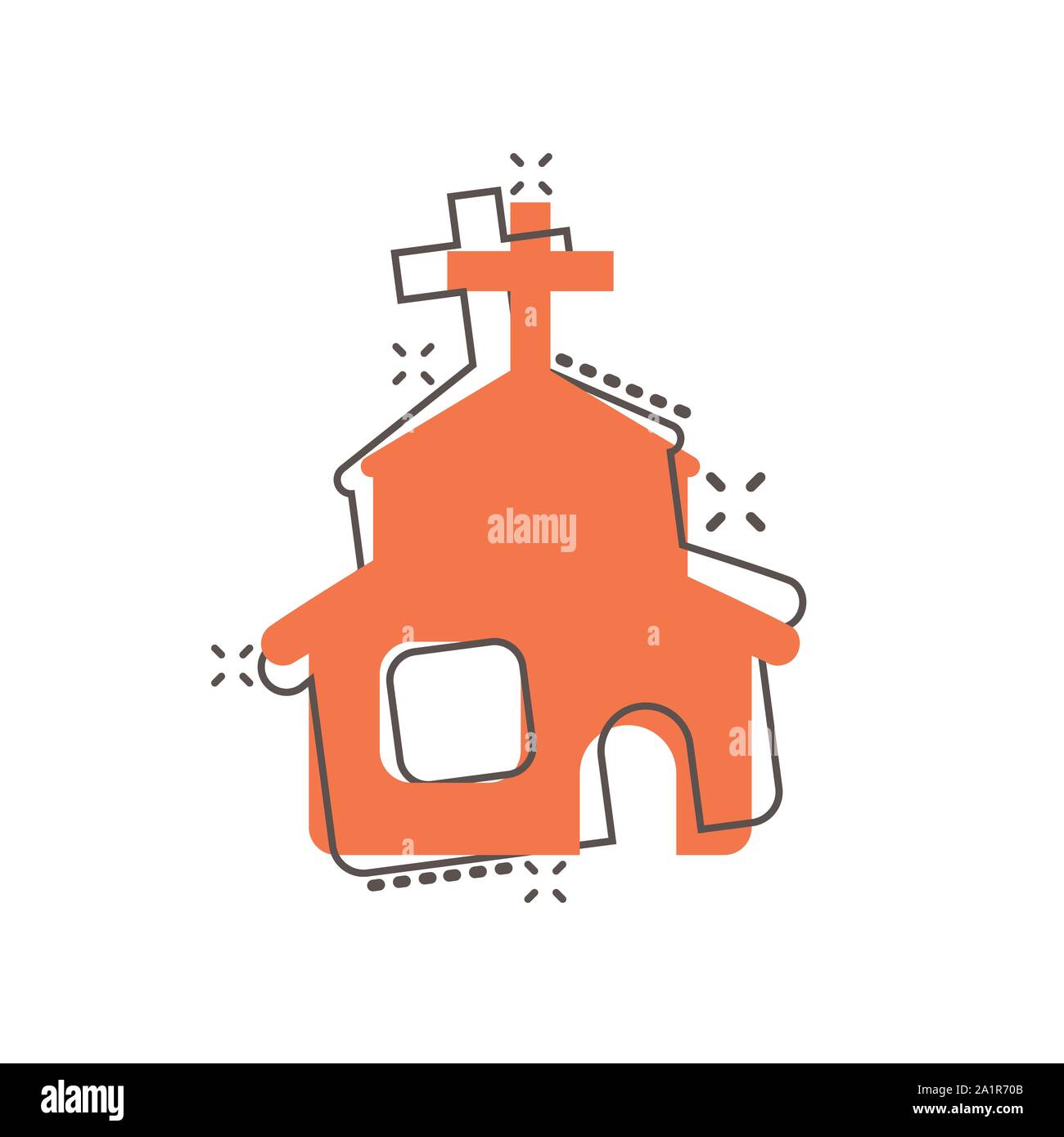Church icon in comic style. Chapel vector cartoon illustration on white ...