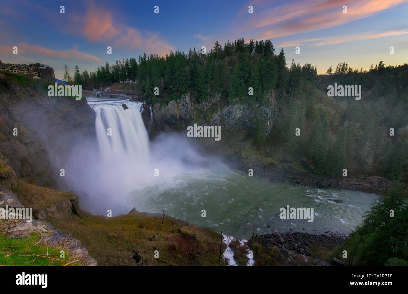 Snoqualmie is a waterfall north of Seattle Washington Stock Photo - Alamy