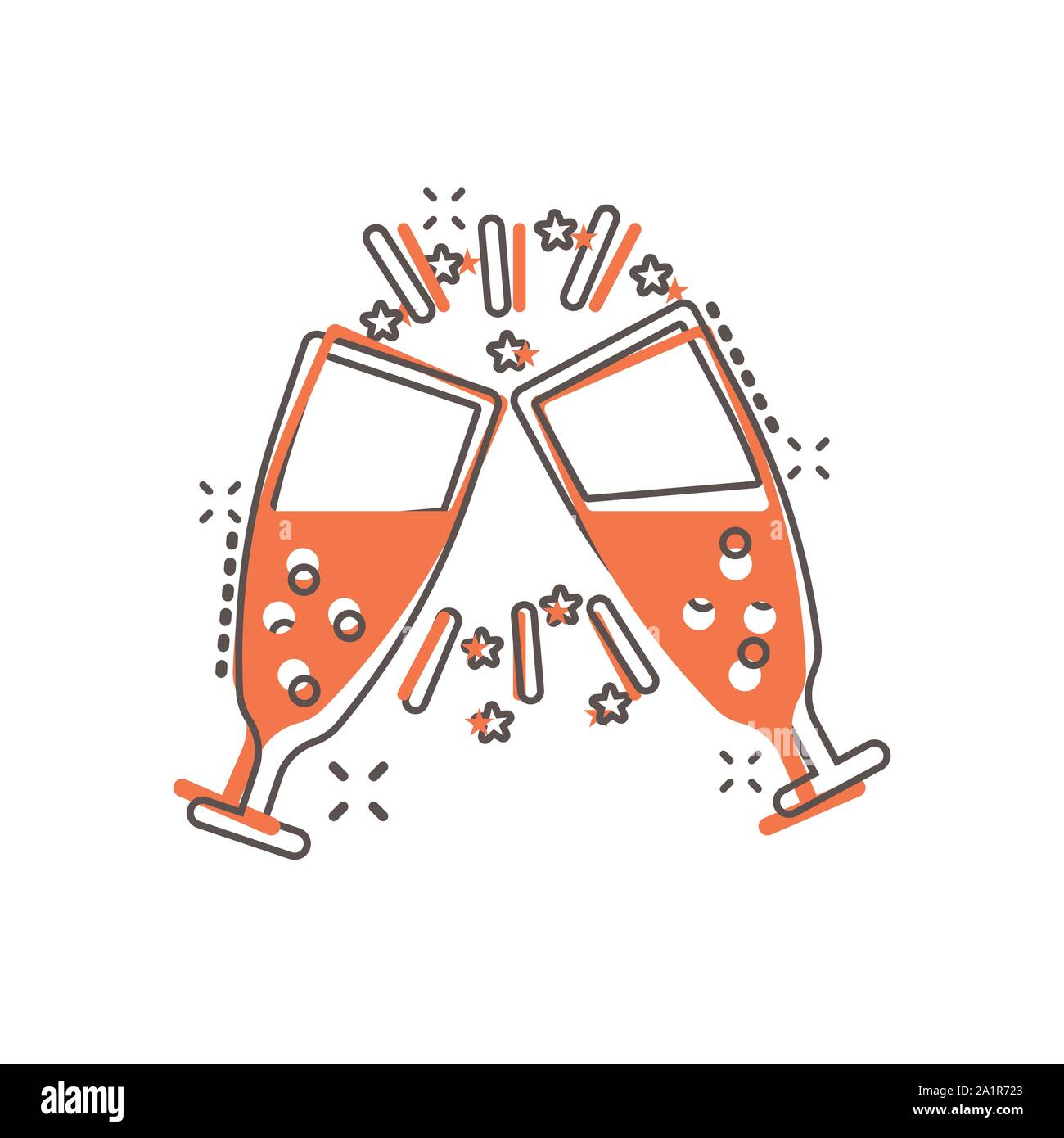 Champagne glass icon in comic style. Alcohol drink vector cartoon ...