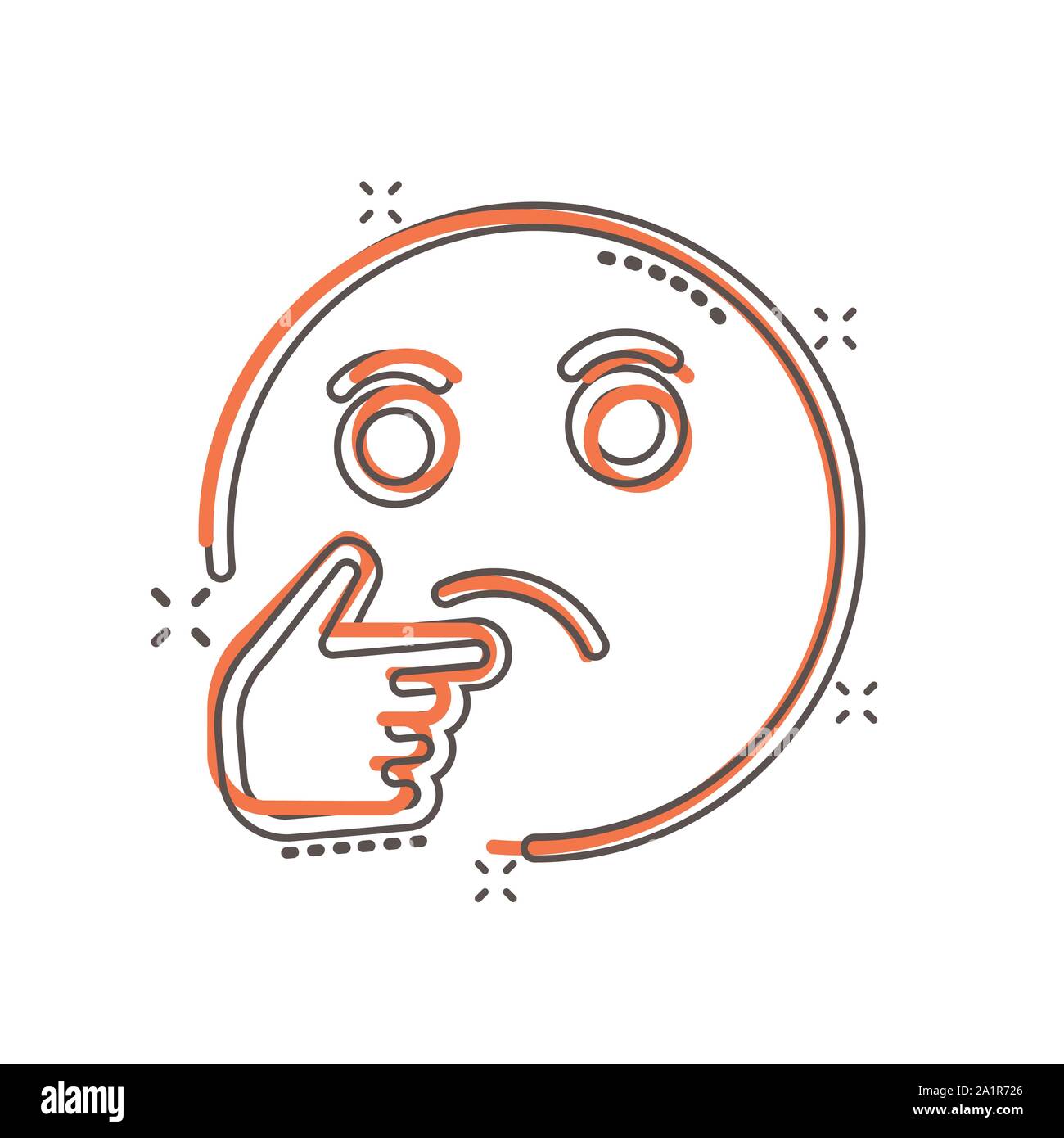 Thinking face icon in comic style. Smile emoticon vector cartoon ...