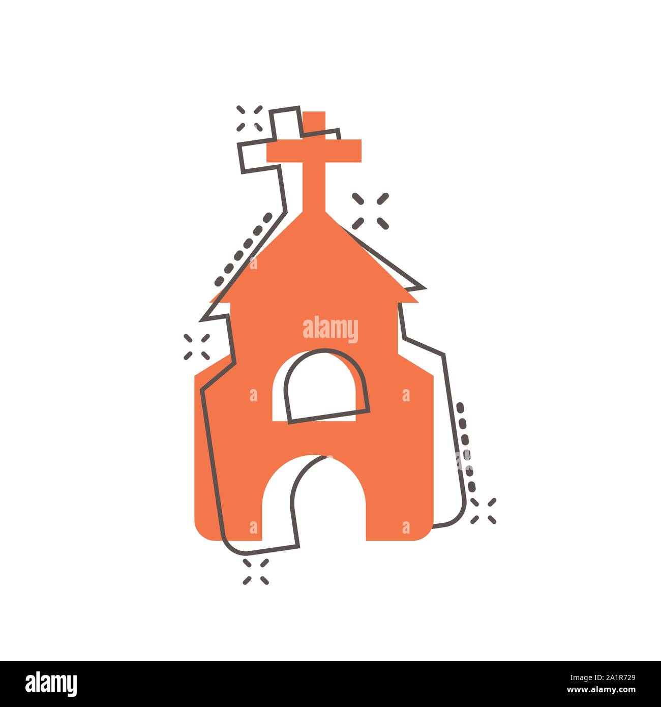 Church icon in comic style. Chapel vector cartoon illustration on white ...