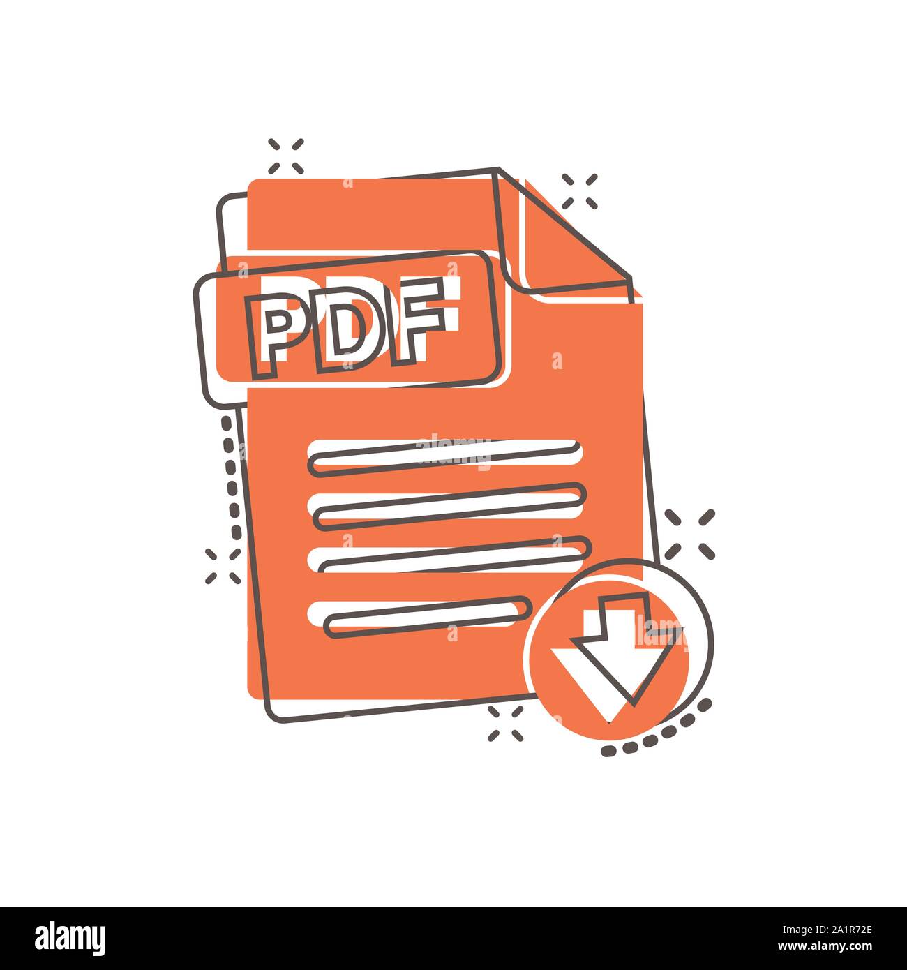 Pdf icon in comic style. Document text vector cartoon illustration on ...