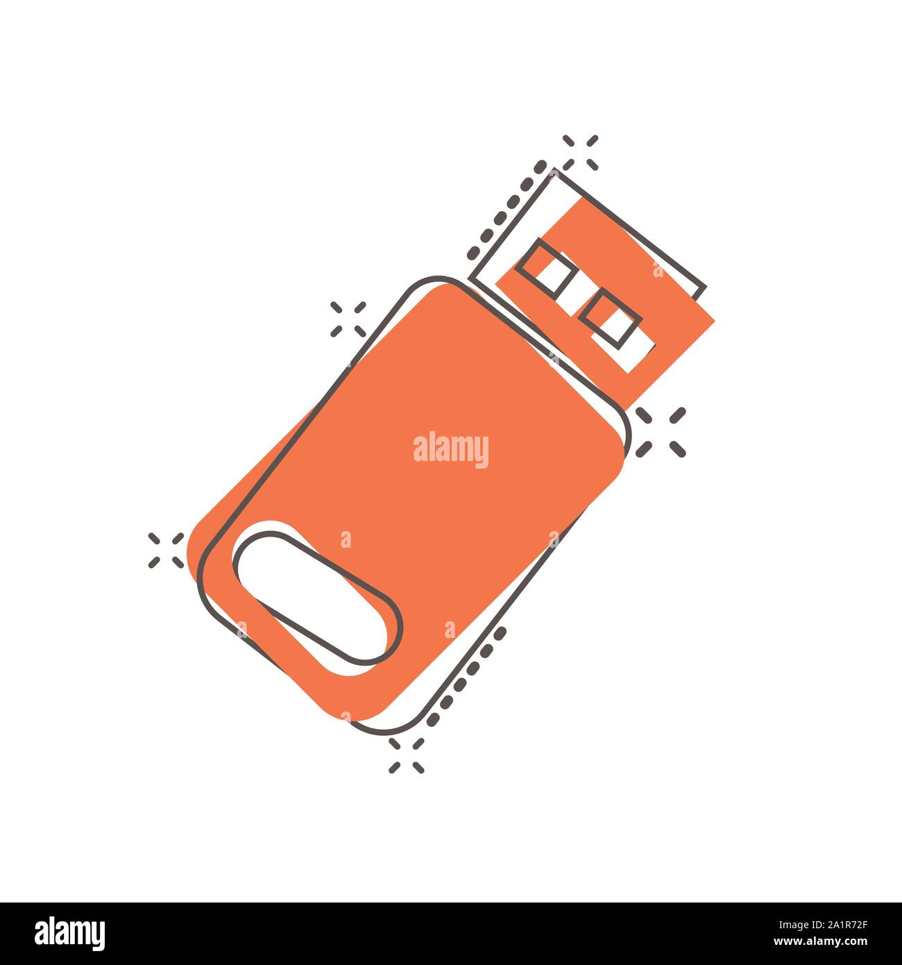 Usb drive icon in comic style. Flash disk vector cartoon illustration ...