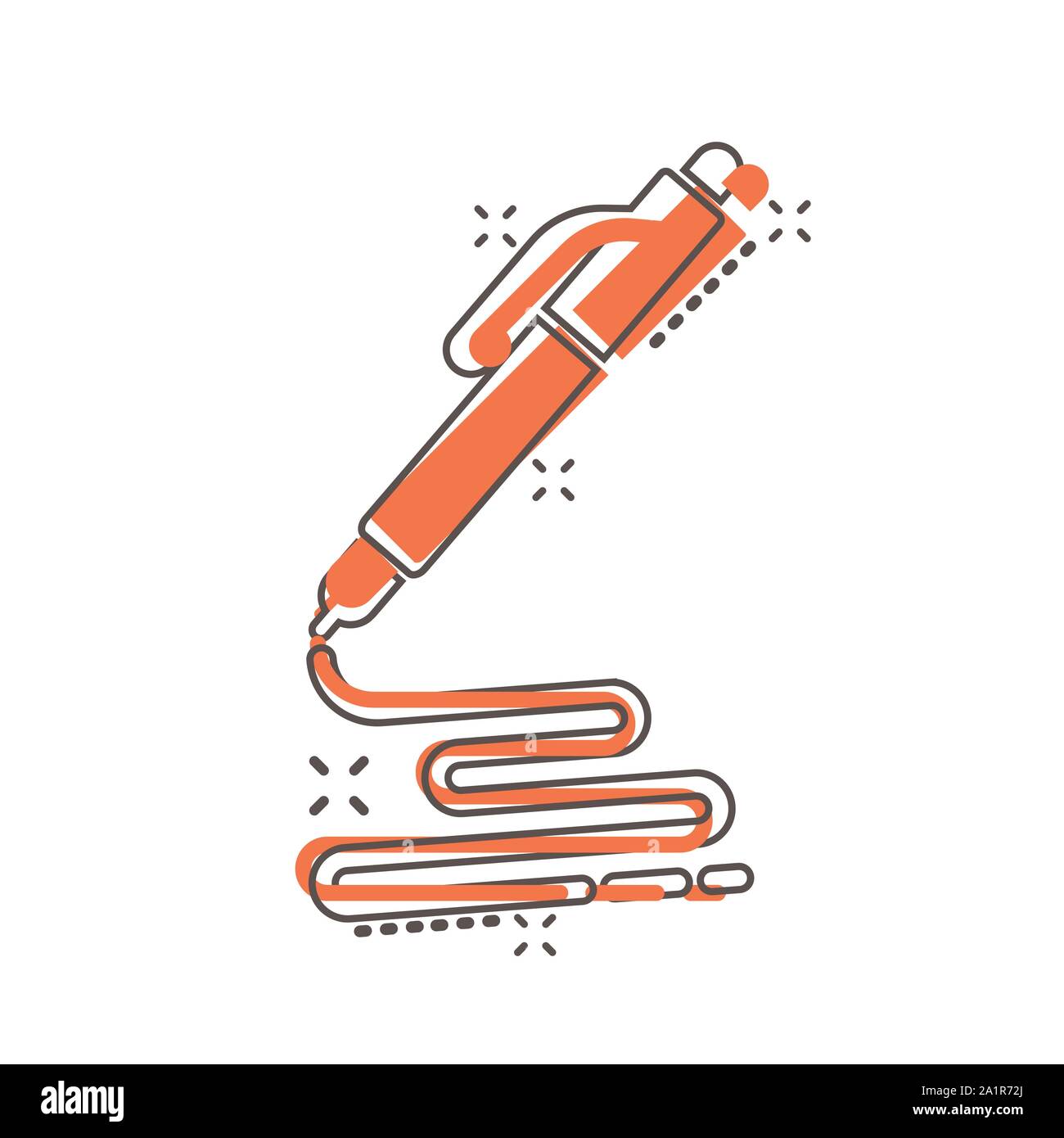 Pen icon in comic style. Ballpoint vector cartoon illustration on white ...