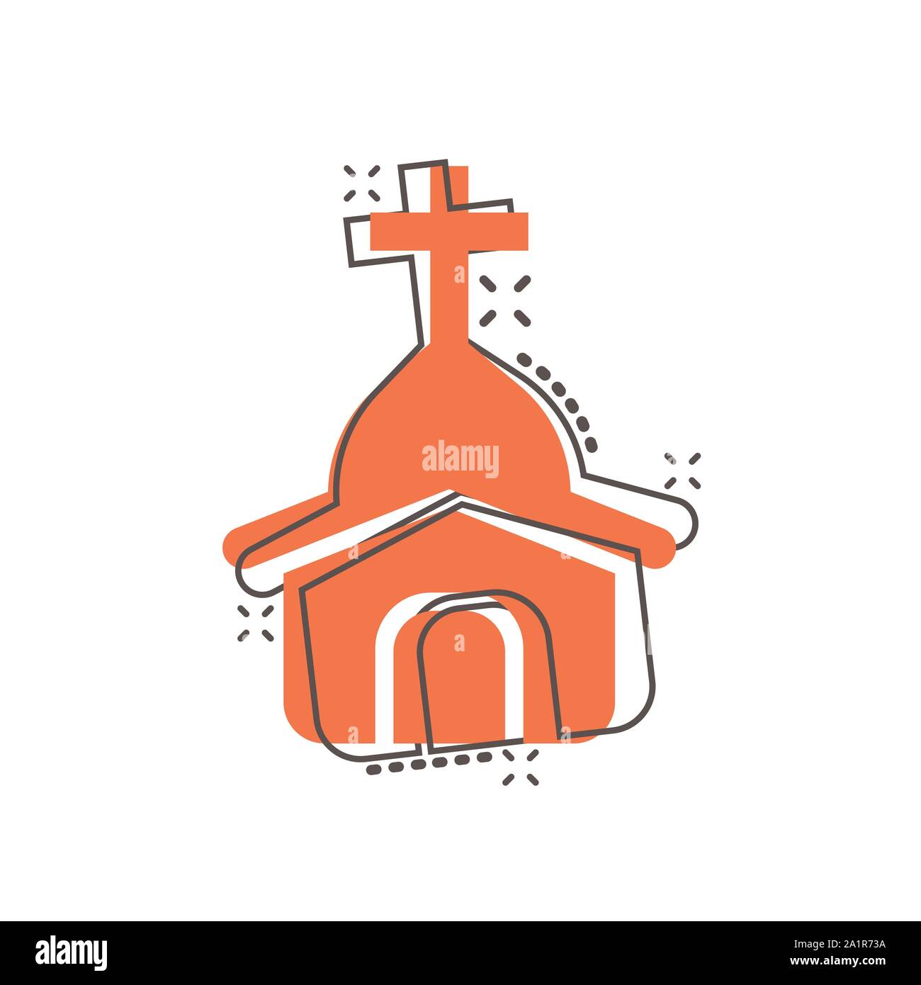 Church icon in comic style. Chapel vector cartoon illustration on white ...
