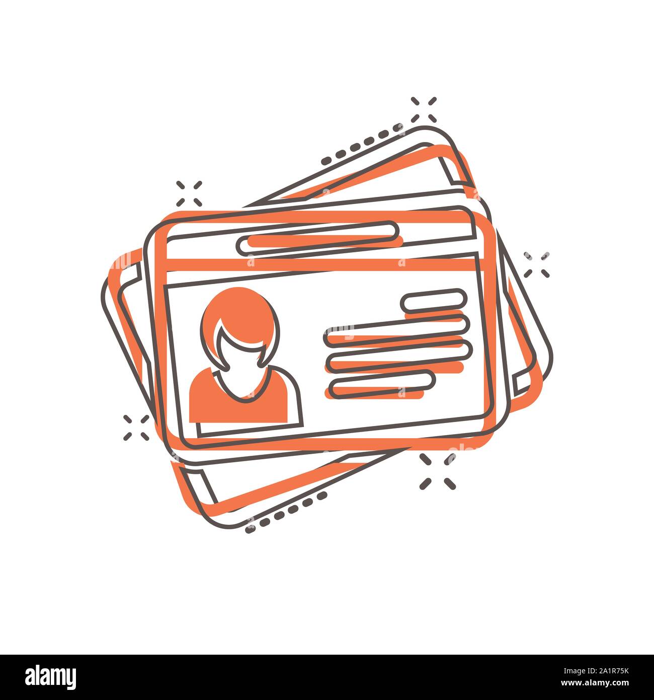 Id card icon in comic style. Identity tag vector cartoon illustration ...