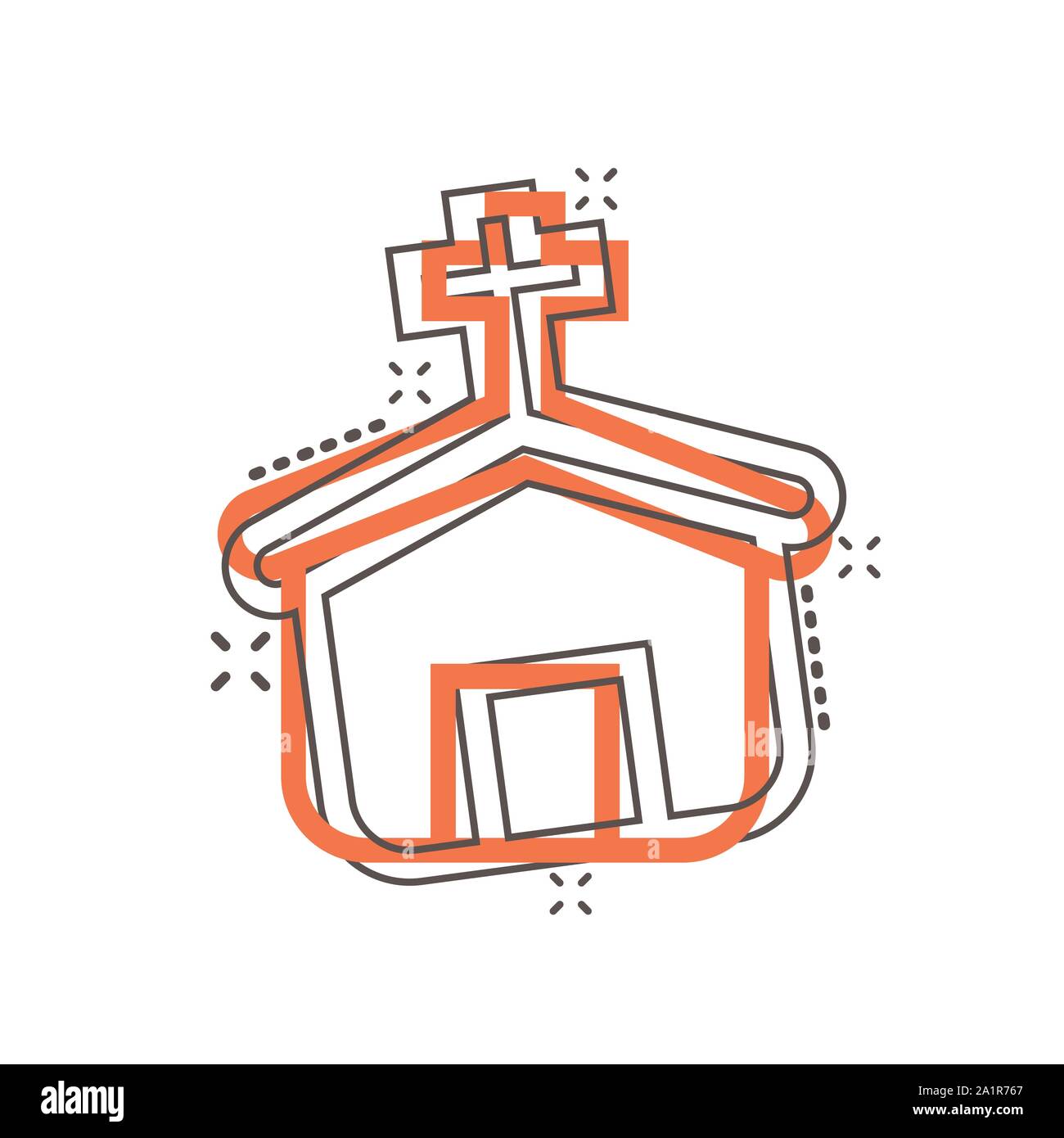 Church icon in comic style. Chapel vector cartoon illustration on white ...