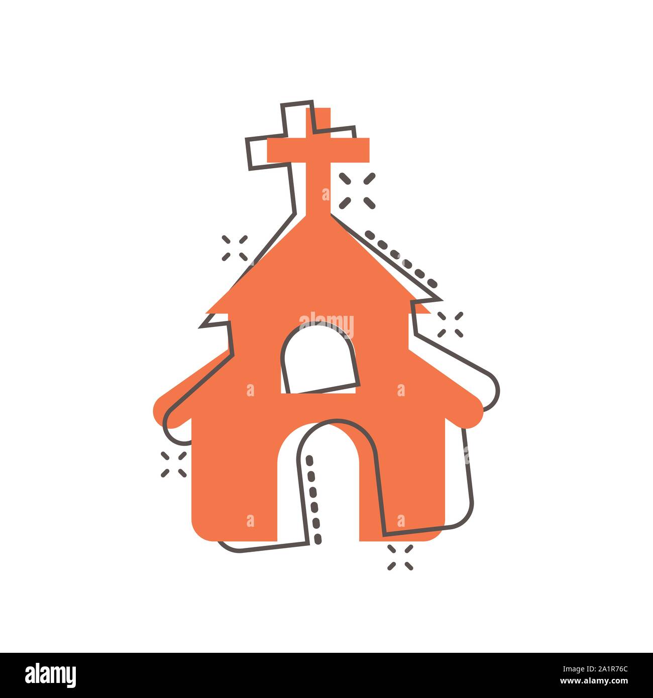 Church icon in comic style. Chapel vector cartoon illustration on white ...