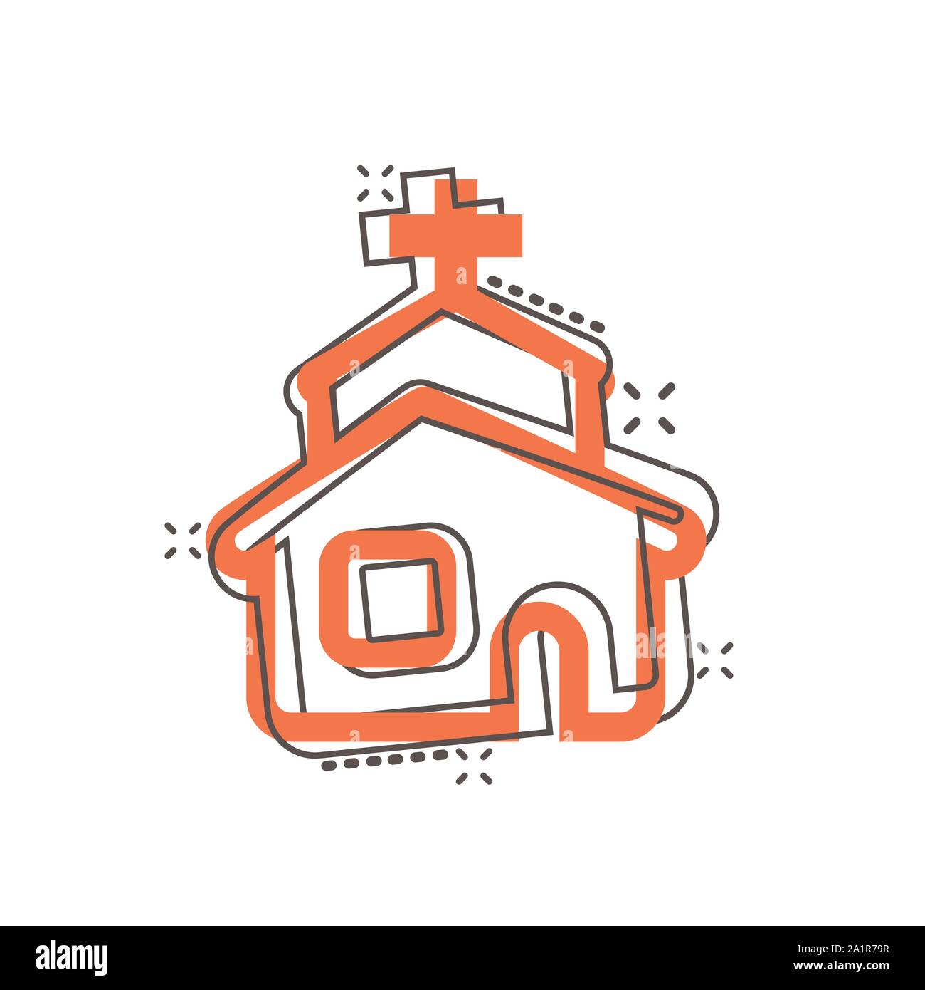 Church icon in comic style. Chapel vector cartoon illustration on white ...