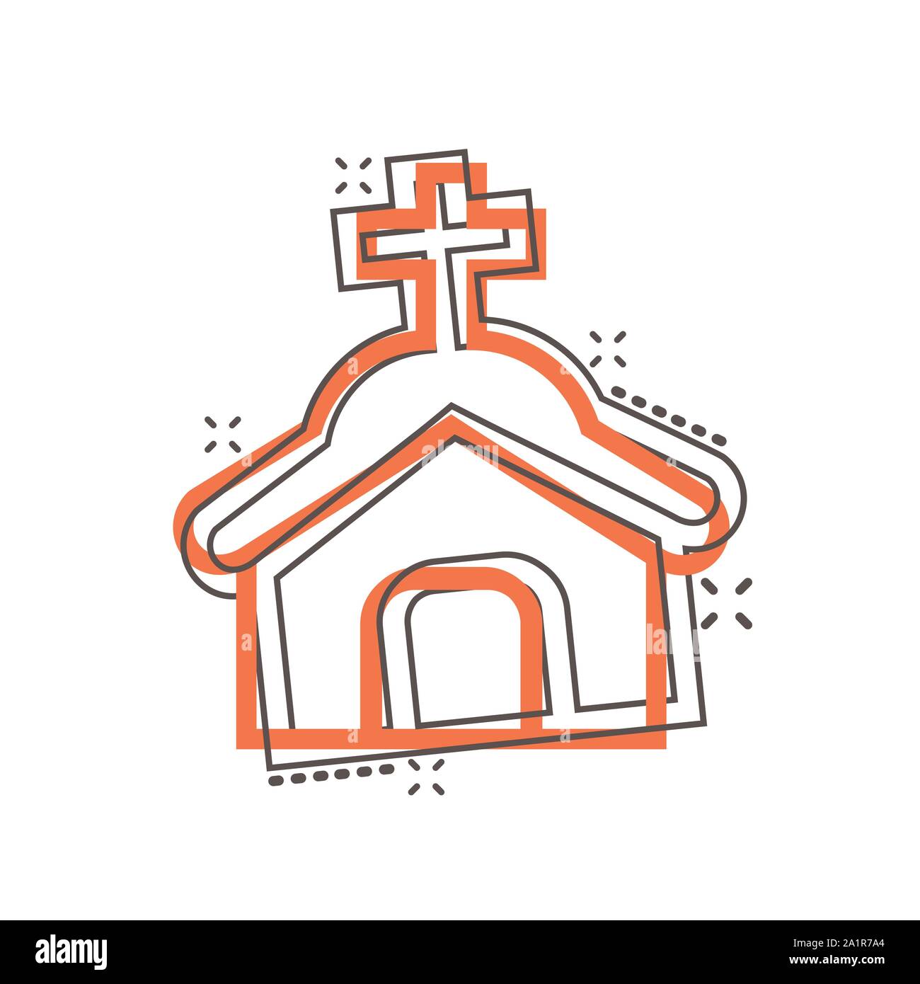 Church icon in comic style. Chapel vector cartoon illustration on white ...