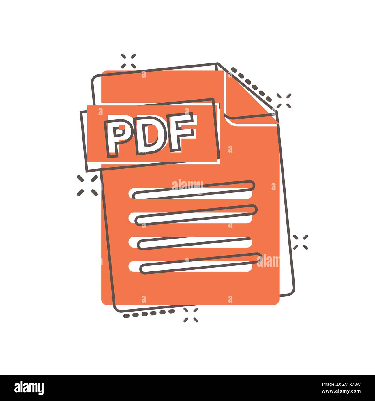 Pdf icon in comic style. Document text vector cartoon illustration on ...