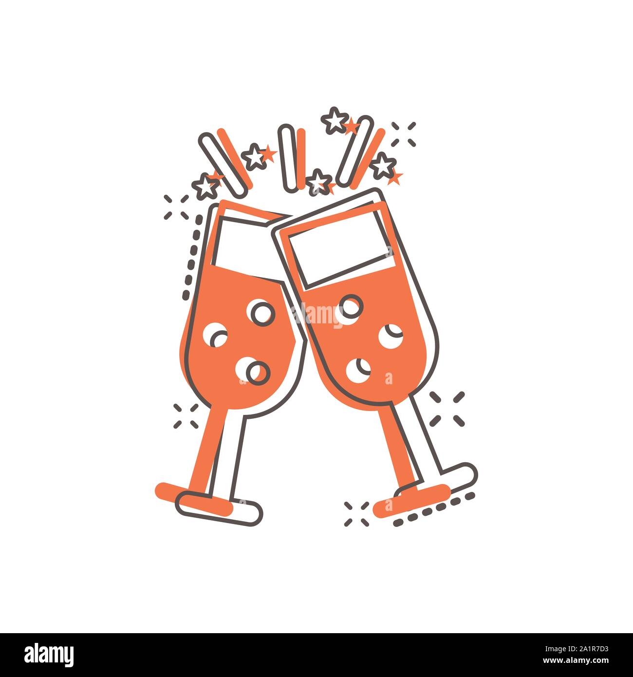 Champagne glass icon in comic style. Alcohol drink vector cartoon ...